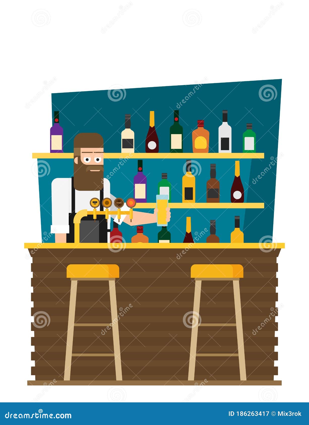 Bar Counter With Stools Thin Line Icon. Street Food Retail. Mobile ...