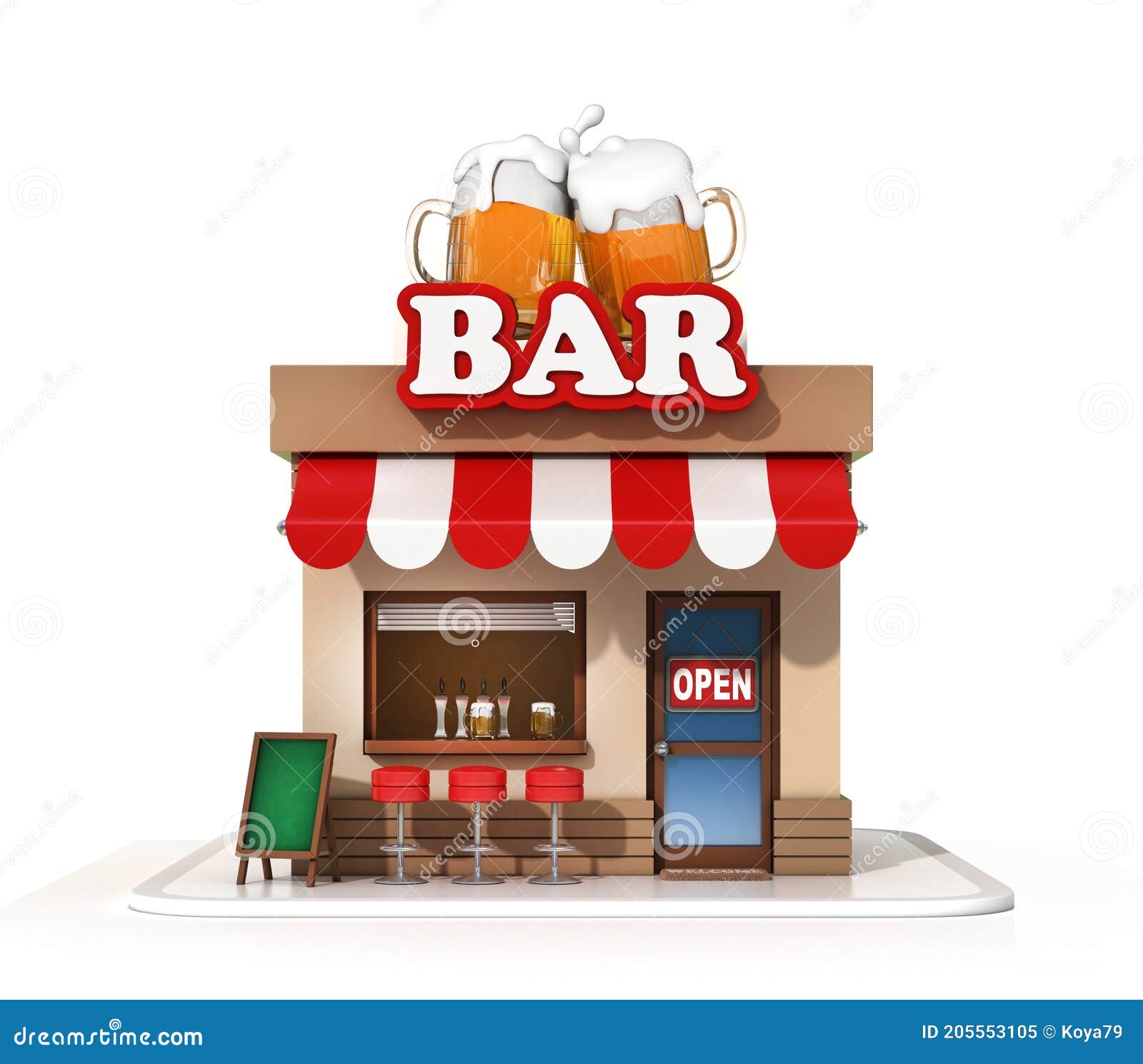 Bar 3d rendering stock illustration. Illustration of isolated - 205553105