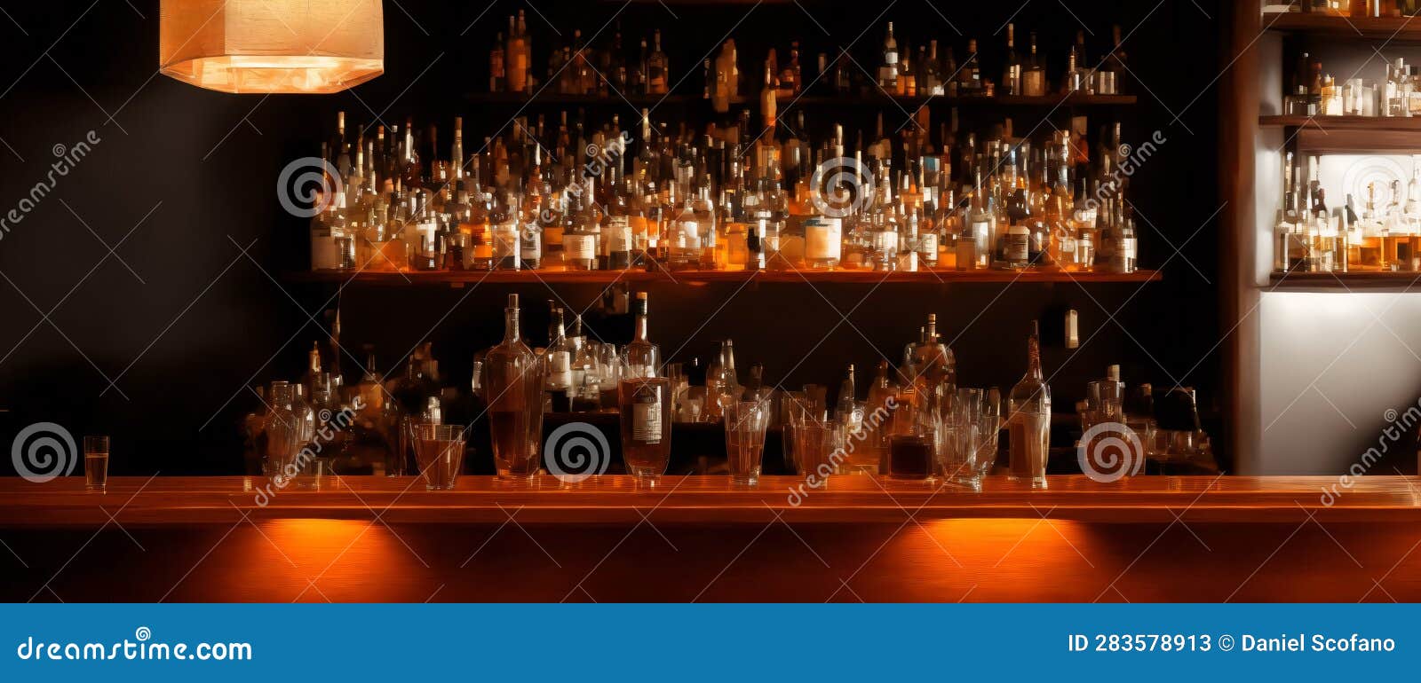 A Bar Filled with Lots of Liquor Bottles. Generative AI Stock ...