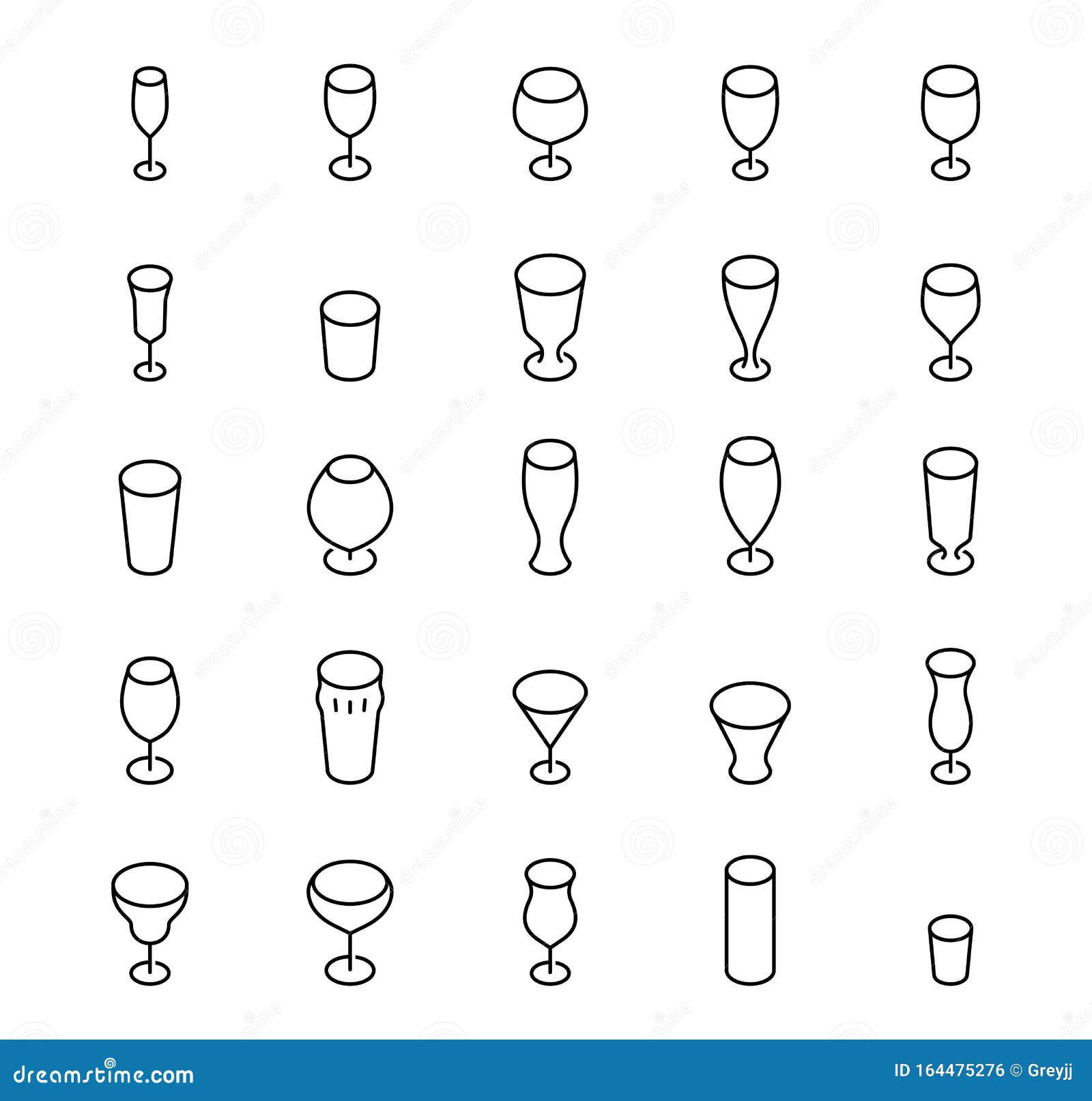 Bar Glasses Icons in Thin Line Style Stock Vector - Illustration of ...