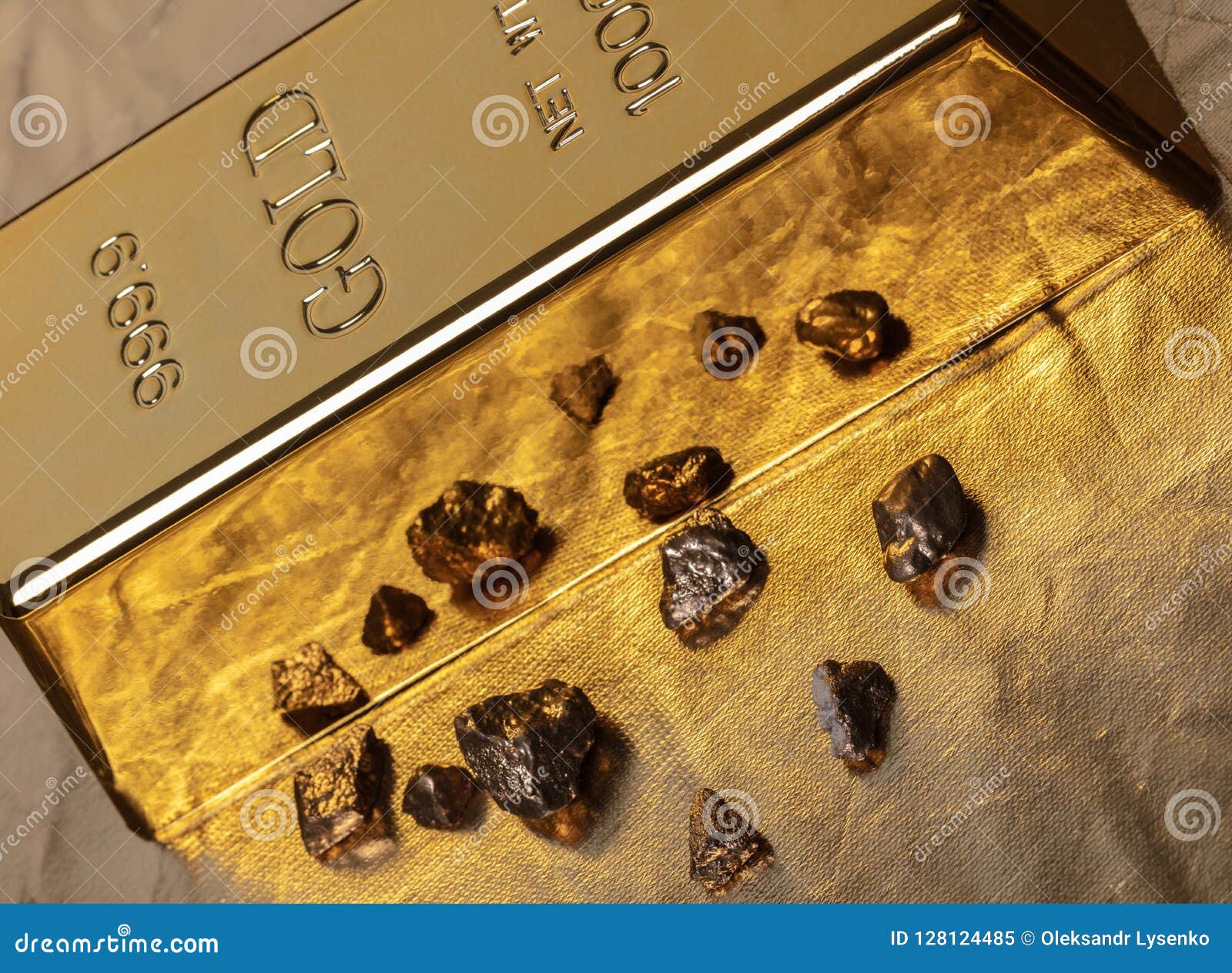 Bar of gold close-up stock image. Image of financial - 128124485