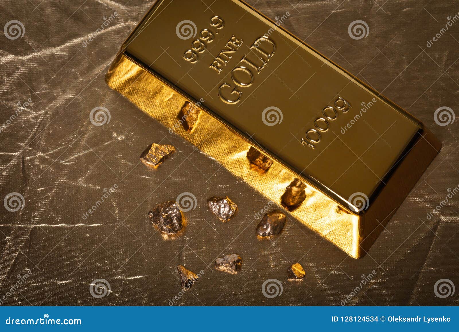 Bar of gold close-up stock photo. Image of bank, rich - 128124534