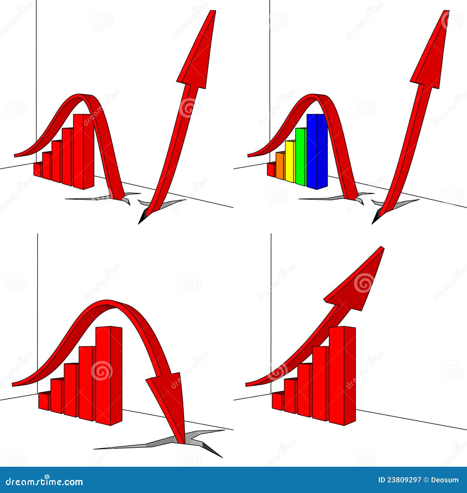 Bar graph with an arrow stock illustration. Illustration of rising ...