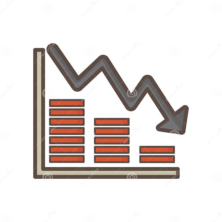 Bar Graph with Arrow Going Down. Vector Illustration Decorative Design ...