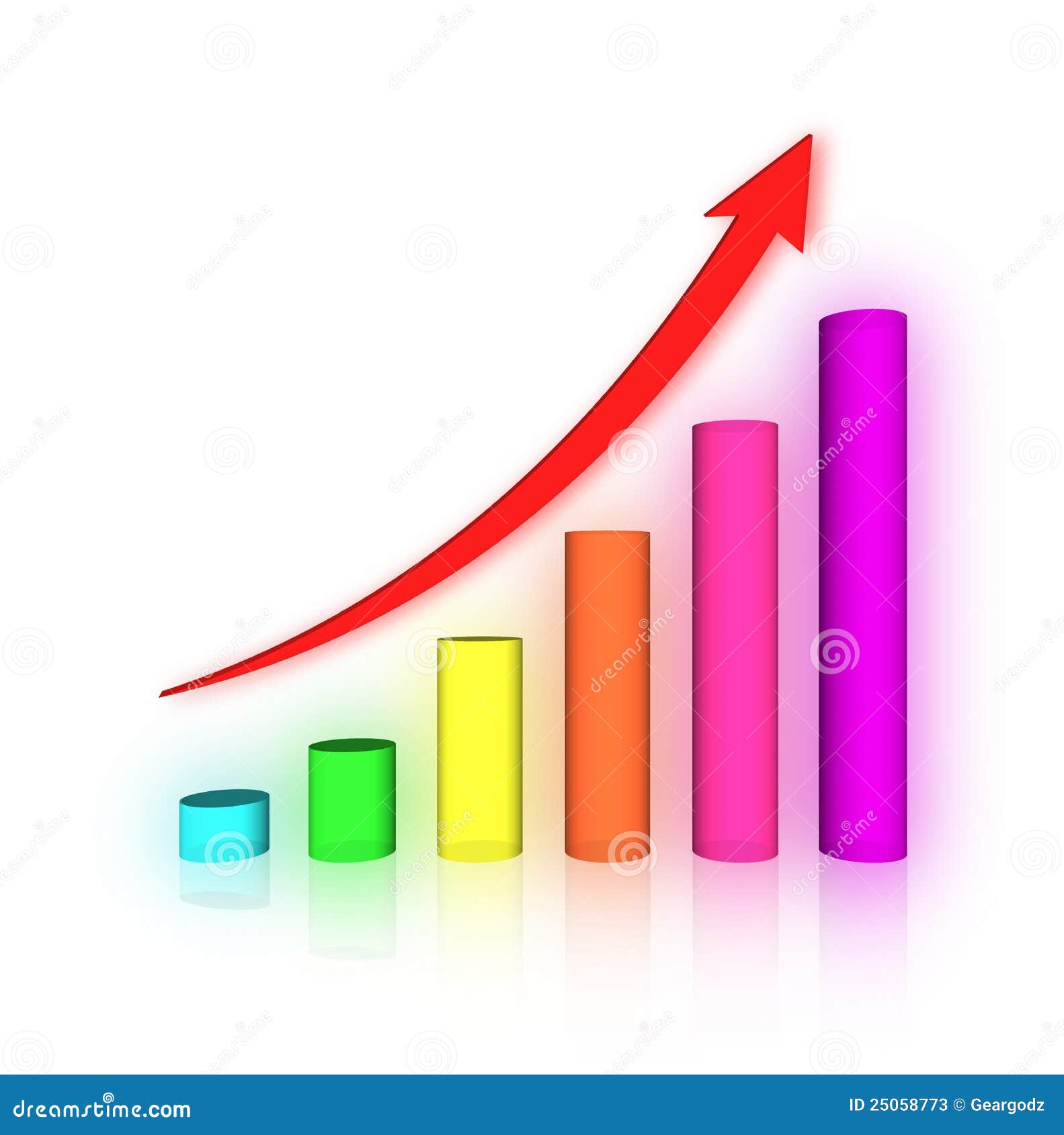 Bar Graph with Arrow on White Stock Illustration - Illustration of ...