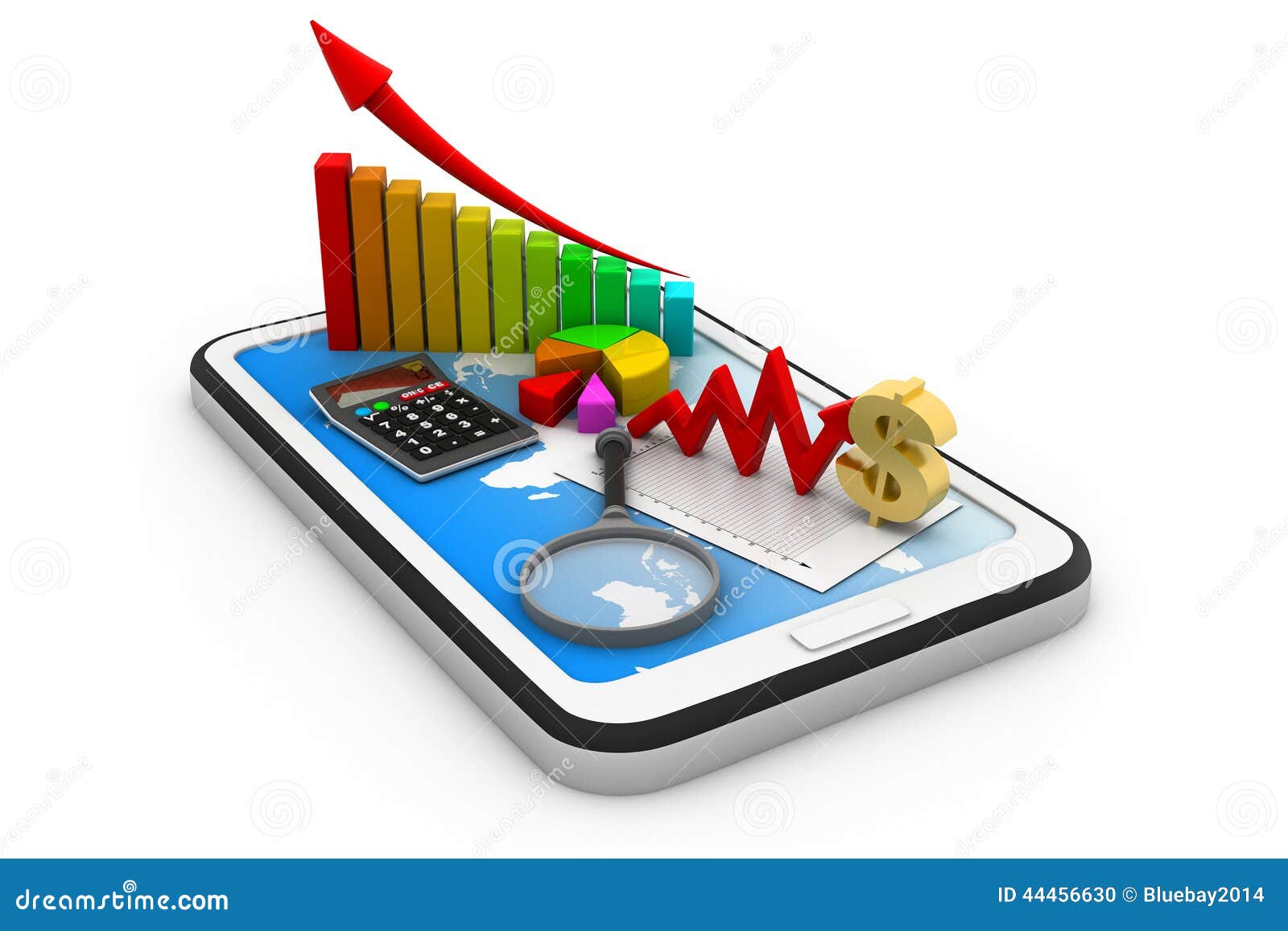 Bar Graph and Business Objects Stock Illustration - Illustration of ...