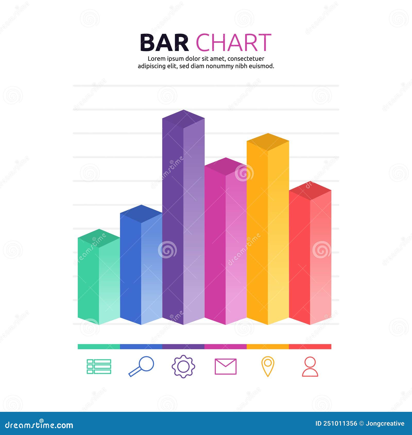 Bar Graph Chart Statistic Data Infographic Template Stock Vector ...