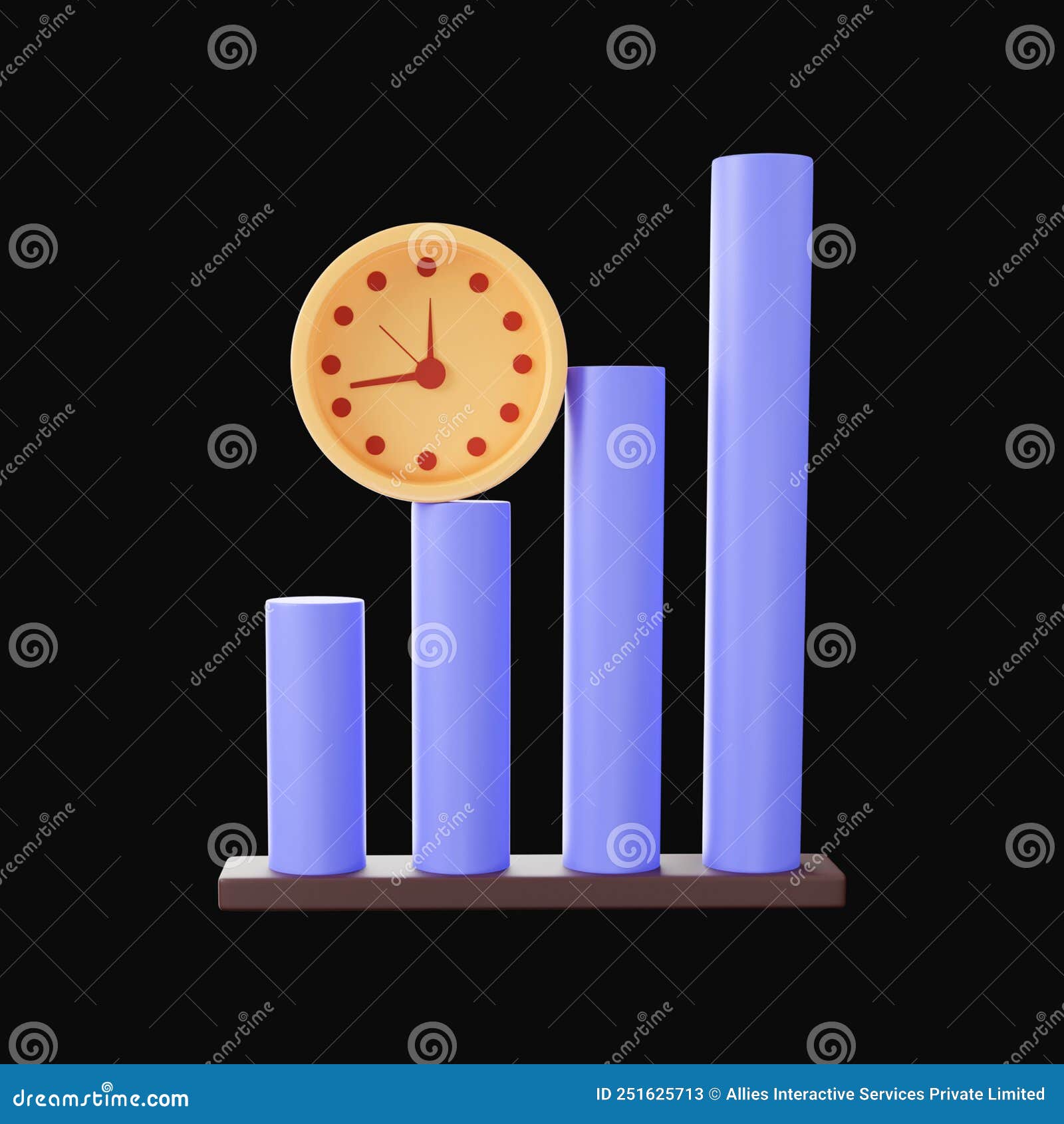 Bar Graph Clock 3D Render Illustration on Black Stock Illustration ...