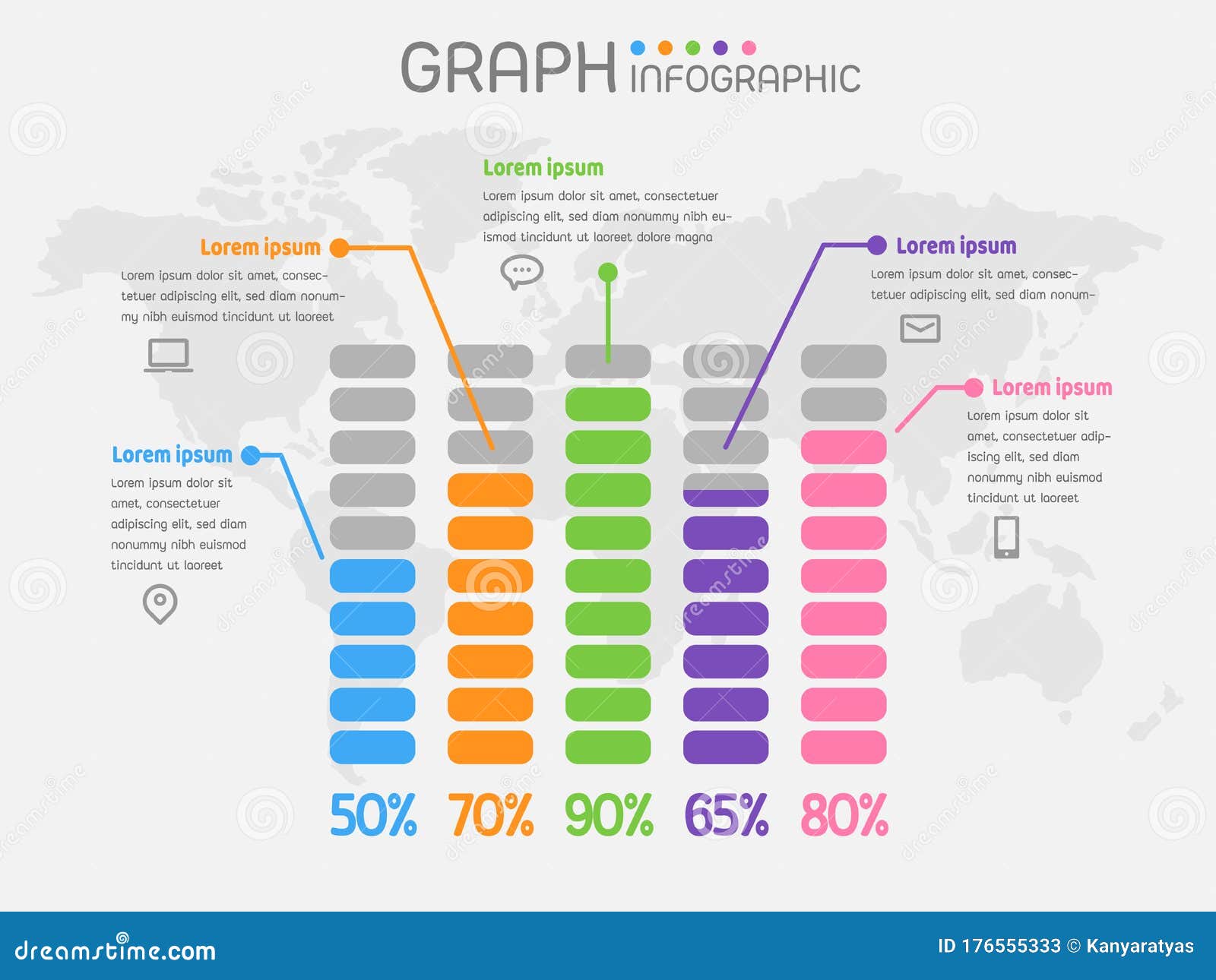 Bar Graph Color Infographic Element Stock Vector - Illustration of icon ...