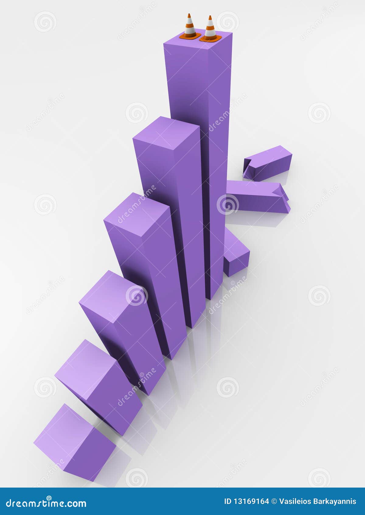 Bar Graph Crashed, Under Construction - a 3d Image Stock Illustration ...