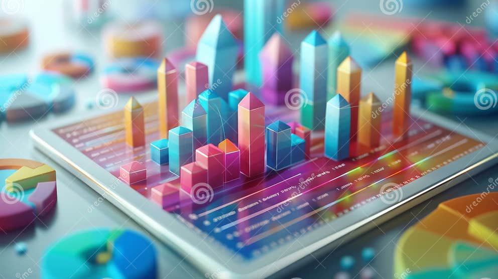 Bar Graph Diagram Analysis with Many Colorful Data Analyze Charts on a ...