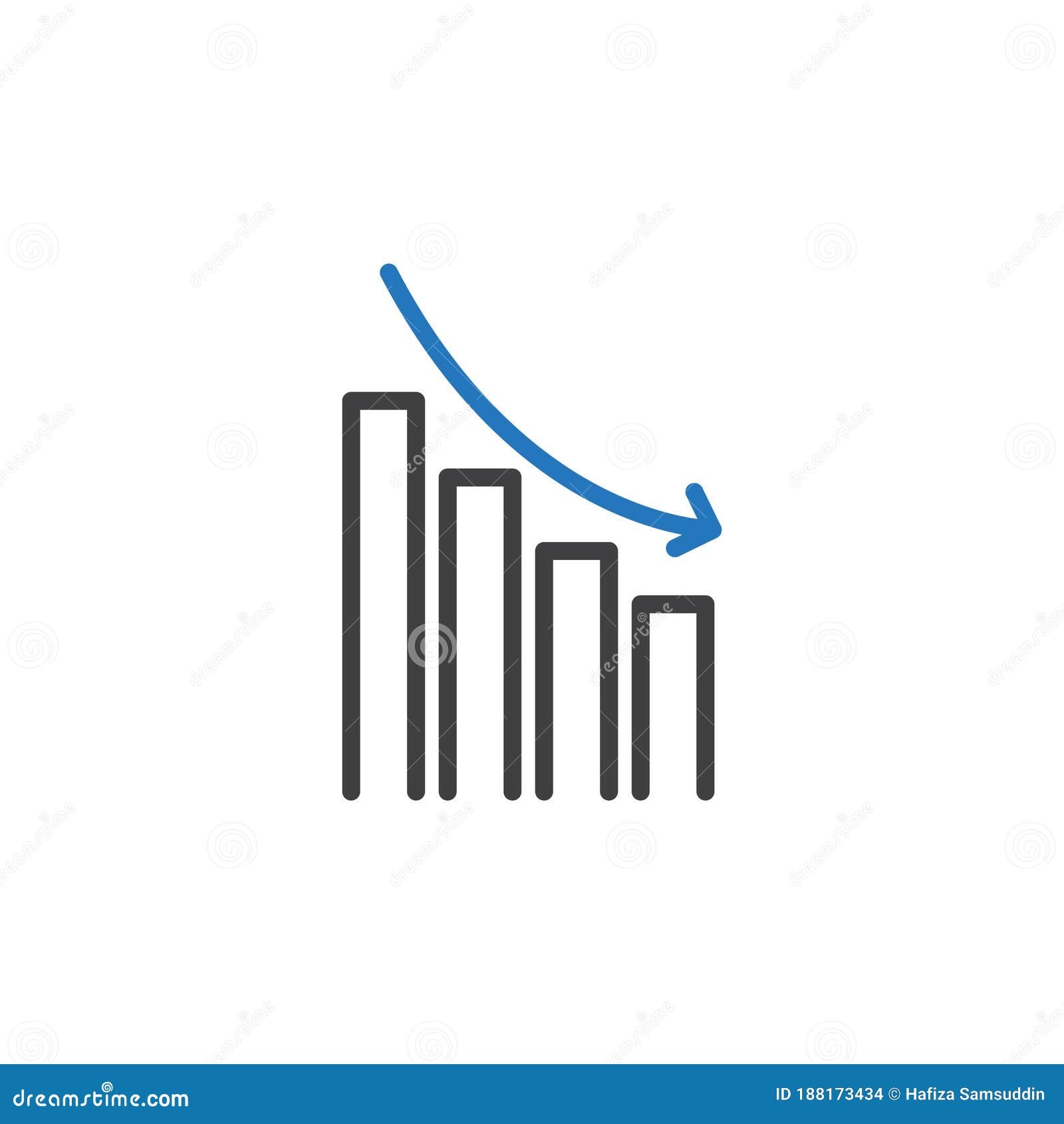 Bar Graph with Down Arrow. Vector Illustration Decorative Design Stock ...