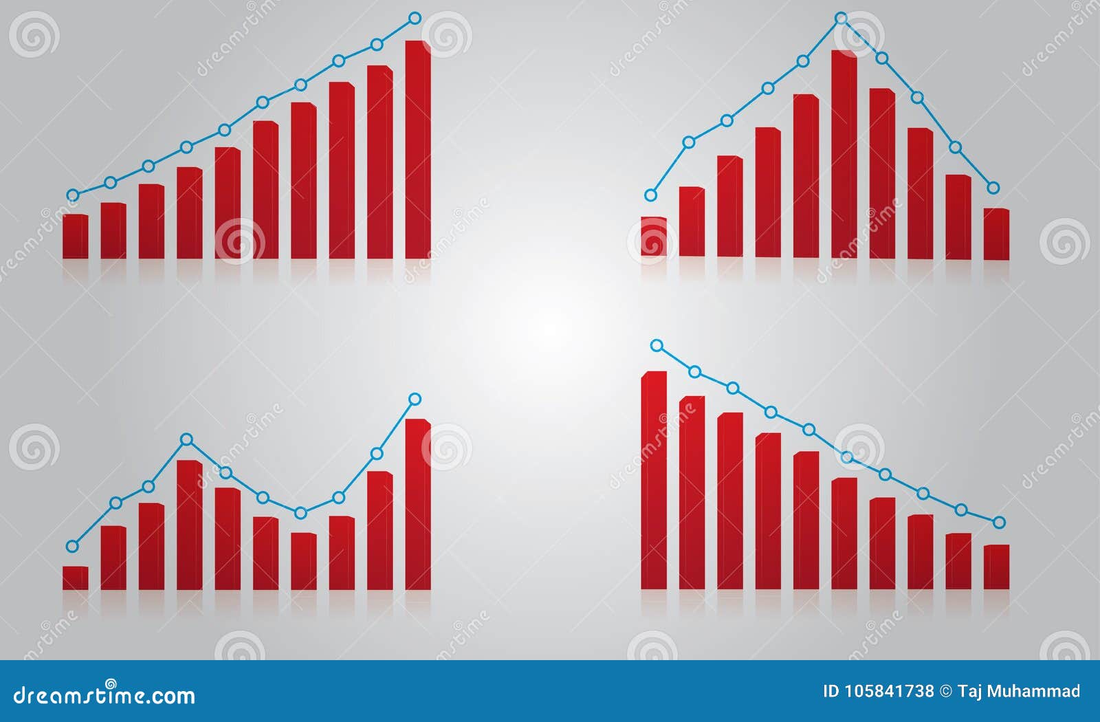 Bar Graph with Drop and Raise Result Stock Vector - Illustration of ...