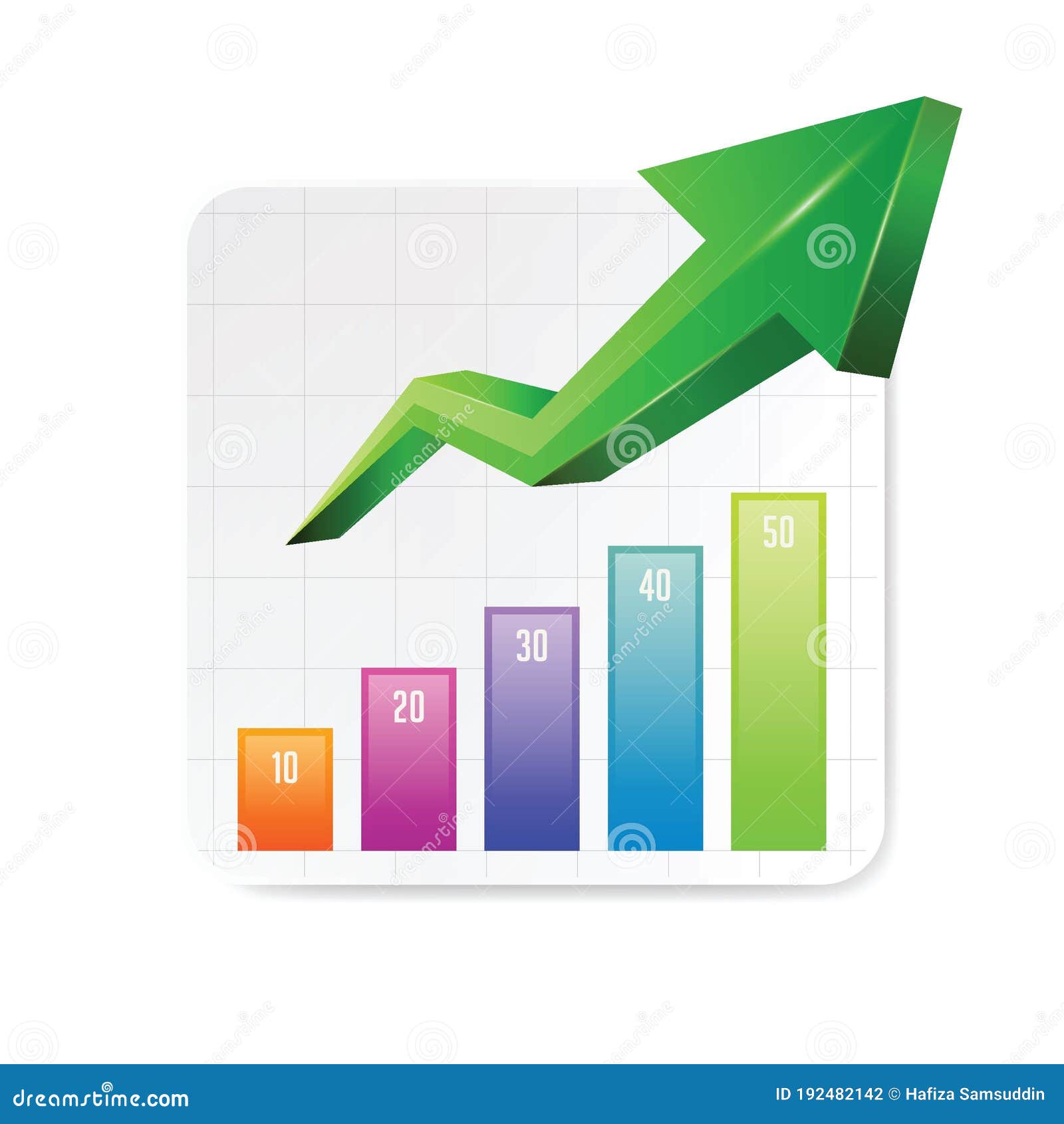Bar Graph with Growth Concept. Vector Illustration Decorative Design ...