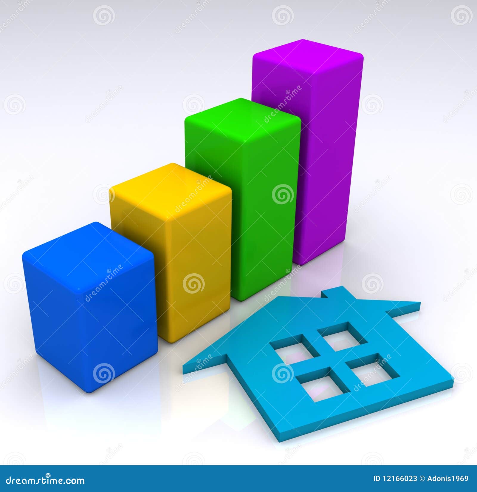 Bar graph and house stock illustration. Illustration of rising - 12166023