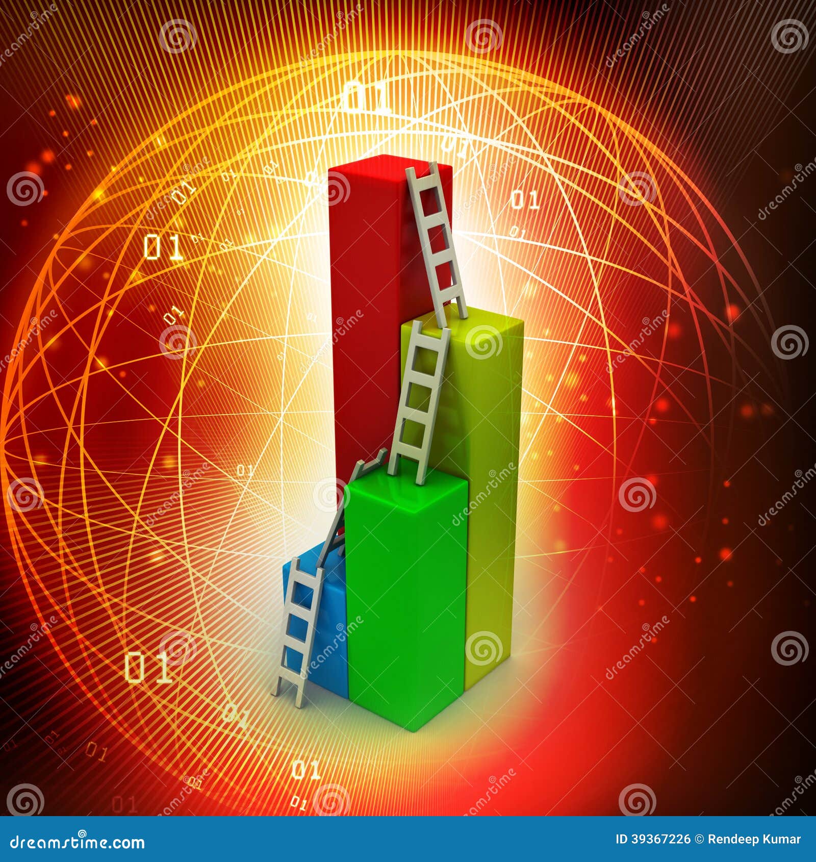Bar graph with ladder stock illustration. Illustration of background ...