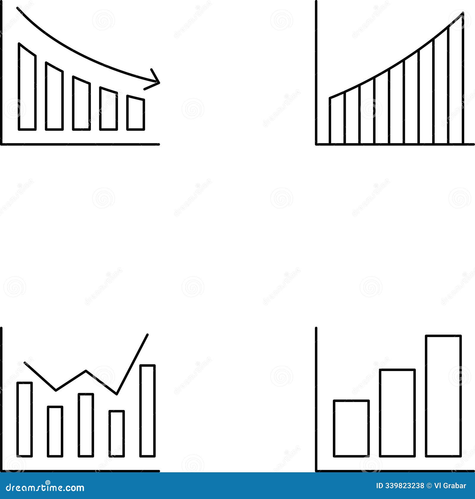 Bar Graph Line Icons Set. Graph, Line, Bar, Chart, Diagram, Report ...