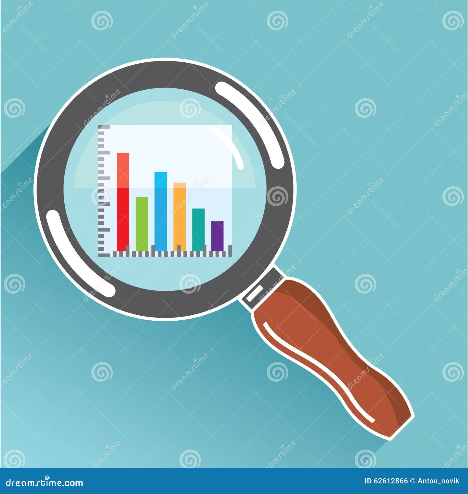 Bar Graph in Magnifying Glass Vector Stock Vector - Illustration of ...