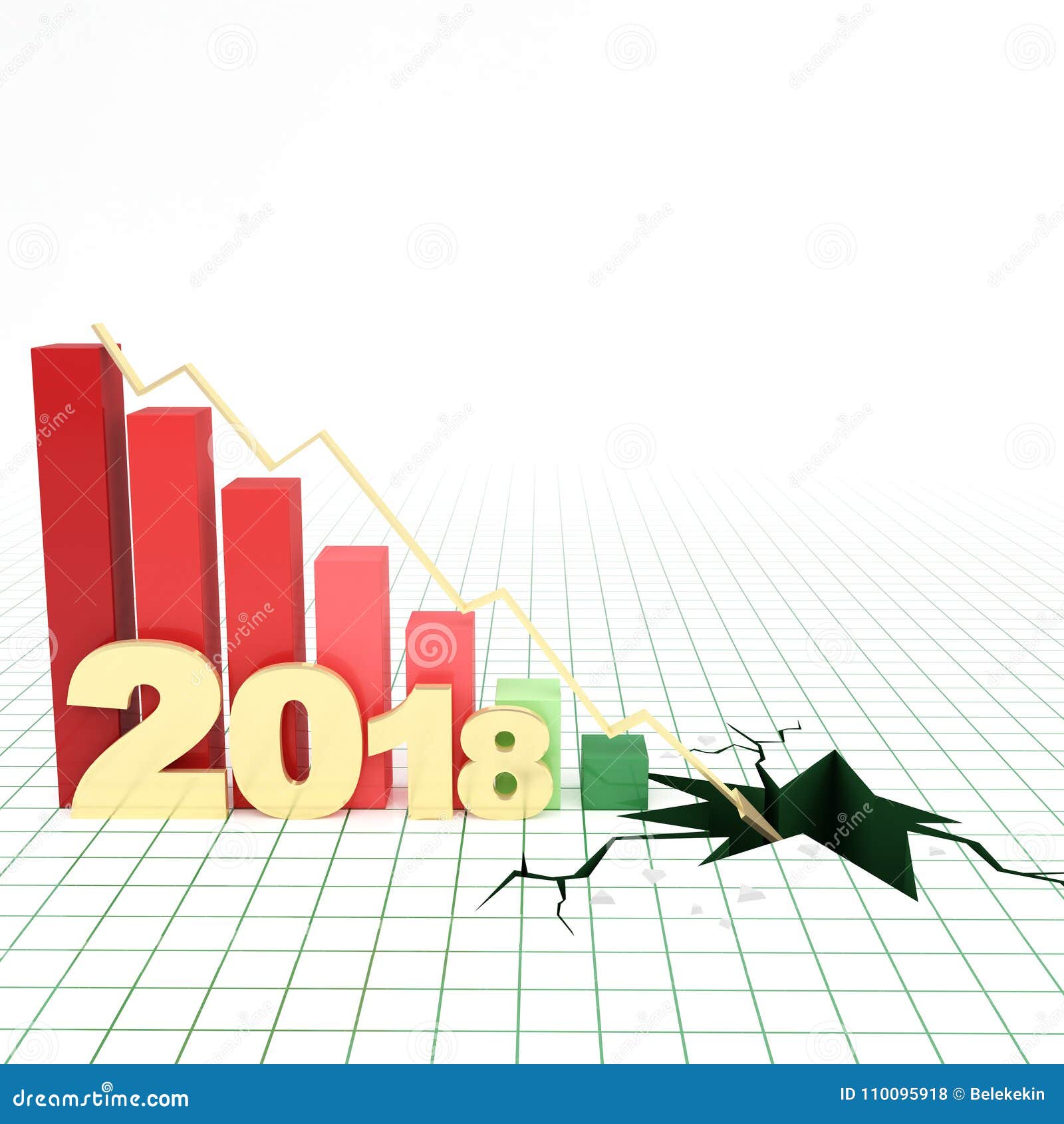 2018 Financial Bar Graph Going Down Stock Illustration - Illustration ...