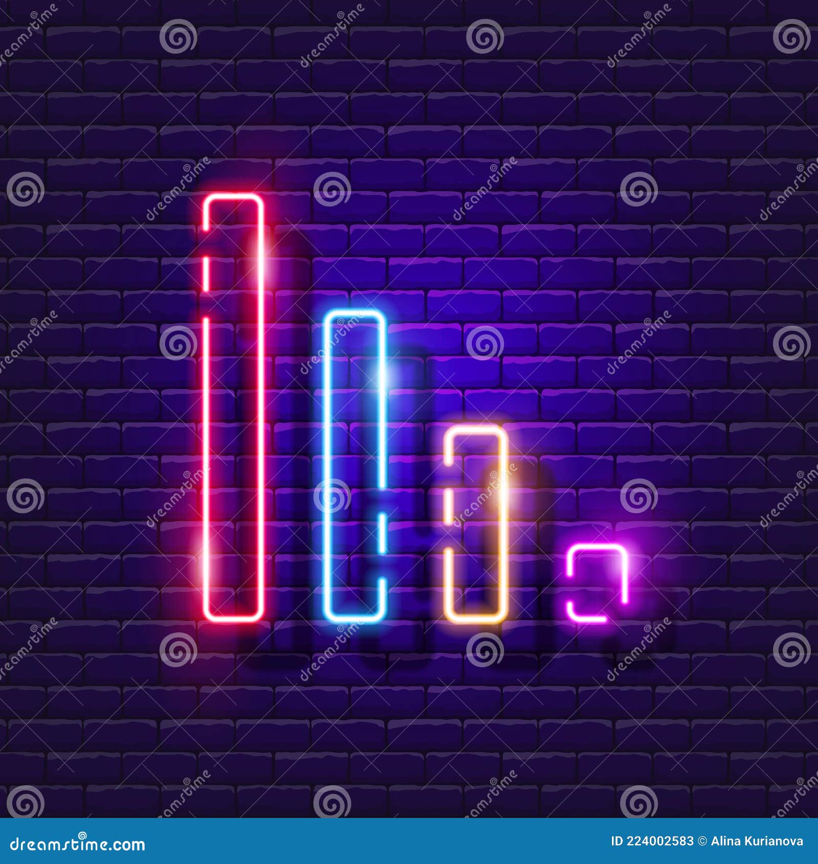 Bar Graph Neon Sign. Glowing Data Presentation Icon. Vector ...