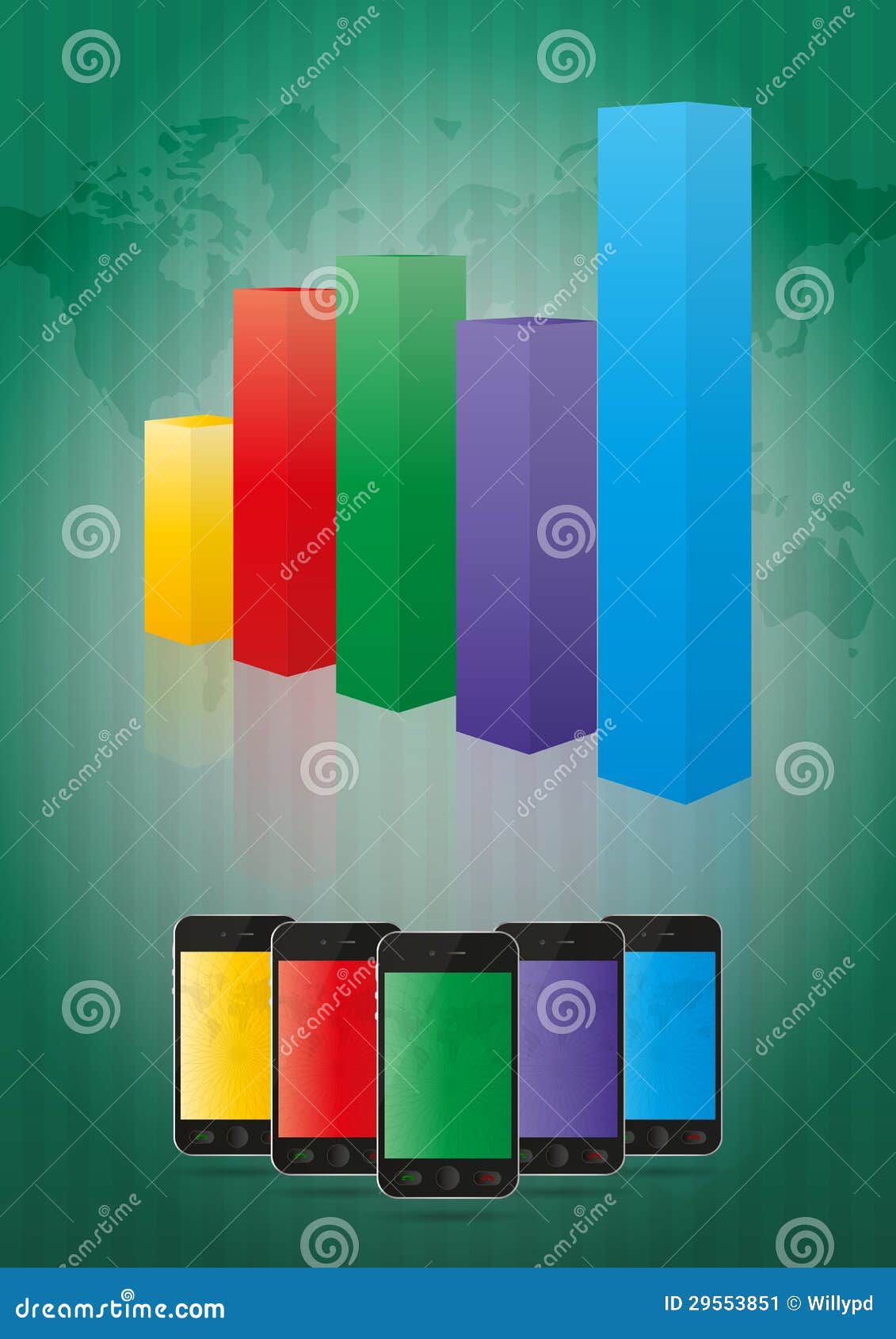 Bar graph phone stock vector. Illustration of hand, innovation - 29553851