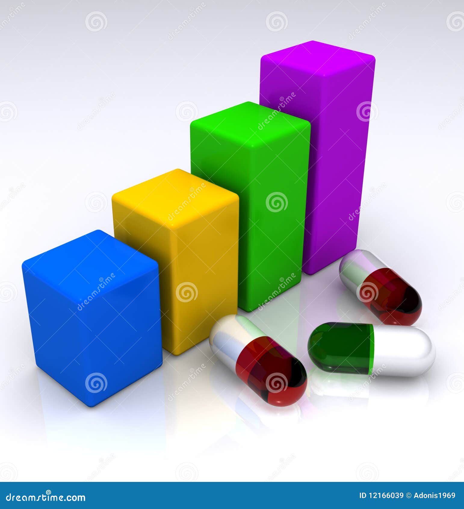 Bar Graph and Pills stock illustration. Illustration of plastic - 12166039