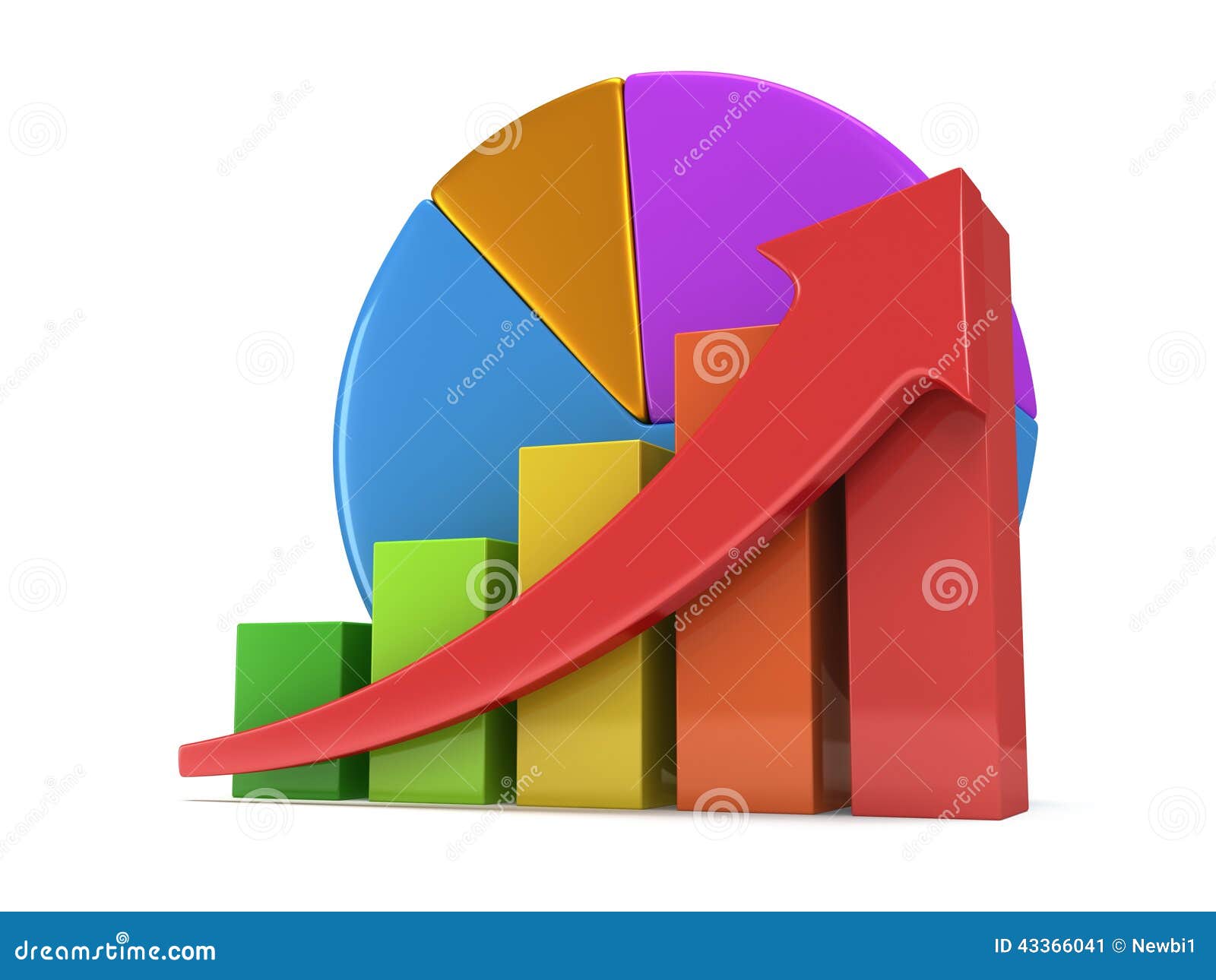 Bar Graph with Red Arrow and Pie Chart Stock Illustration ...