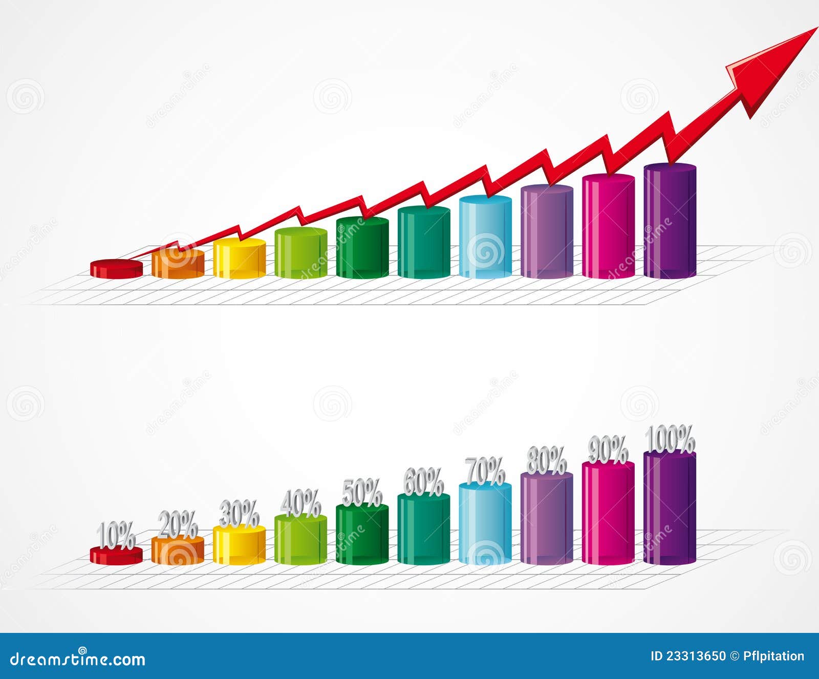 Bar Graph with Rising Arrow Stock Vector - Illustration of performance ...