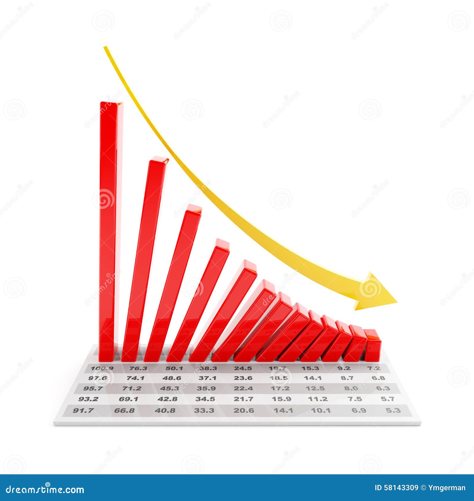 Bar Graph Showing Falling Trend, 3d Render Stock Illustration ...