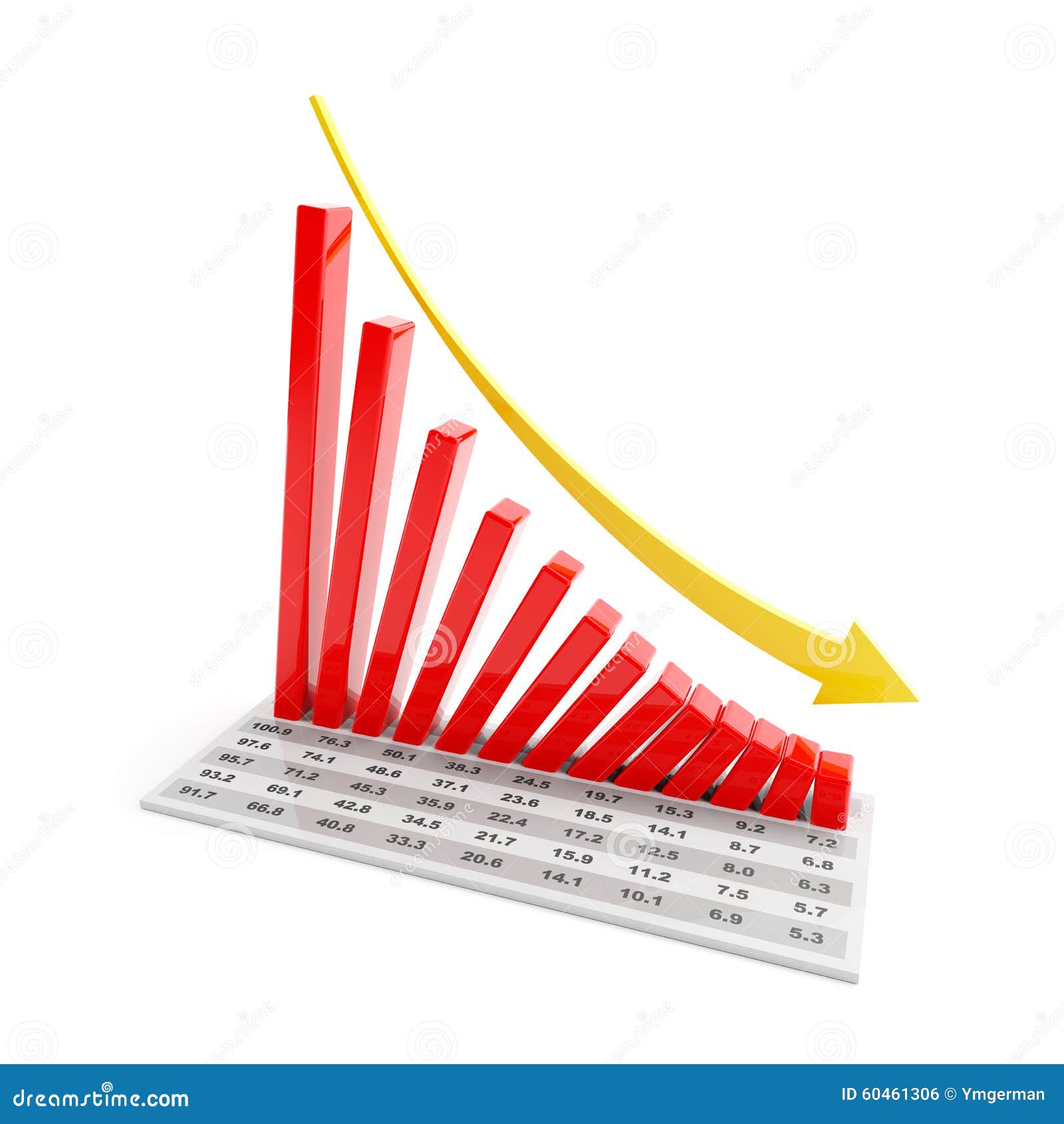 Bar Graph Showing Falling Trend, 3d Render Stock Illustration - Illustration of loss, collapse ...