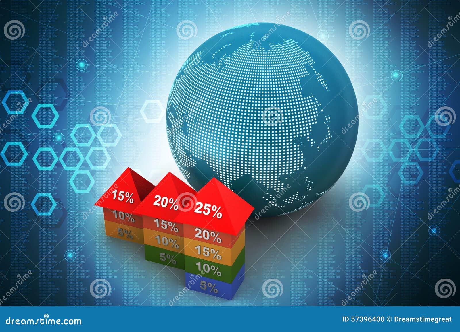 Bar Graph Showing Growth with Globe Stock Illustration - Illustration ...