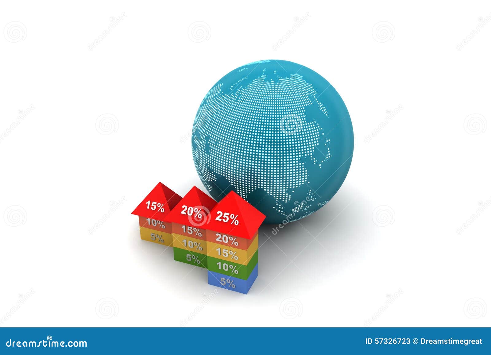 Bar Graph Showing Growth with Globe Stock Illustration - Illustration ...
