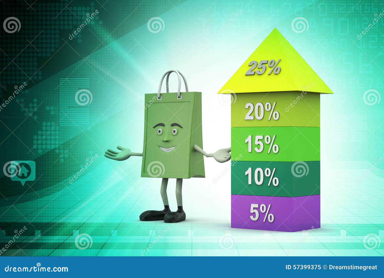 Bar Graph Showing Growth with Shopping Bag Stock Illustration ...