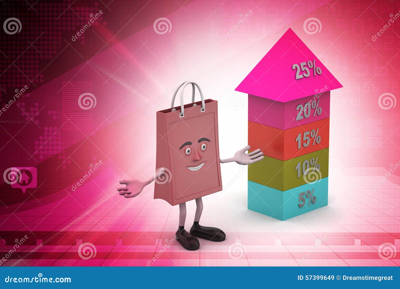 Bar Graph Showing Growth with Shopping Bag Stock Illustration ...