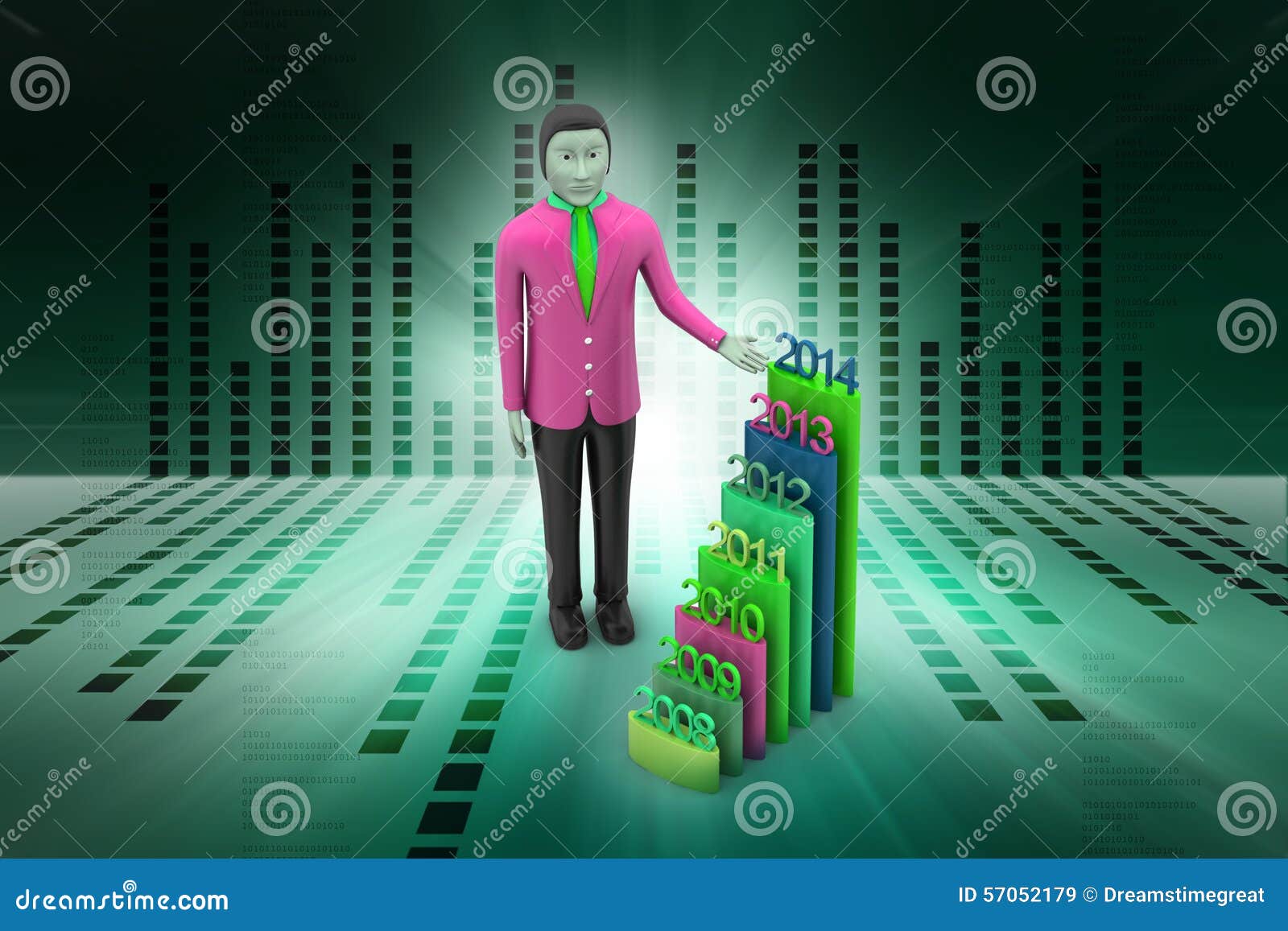 Bar Graph Showing a Steady Rise with Years and Man Stock Illustration ...