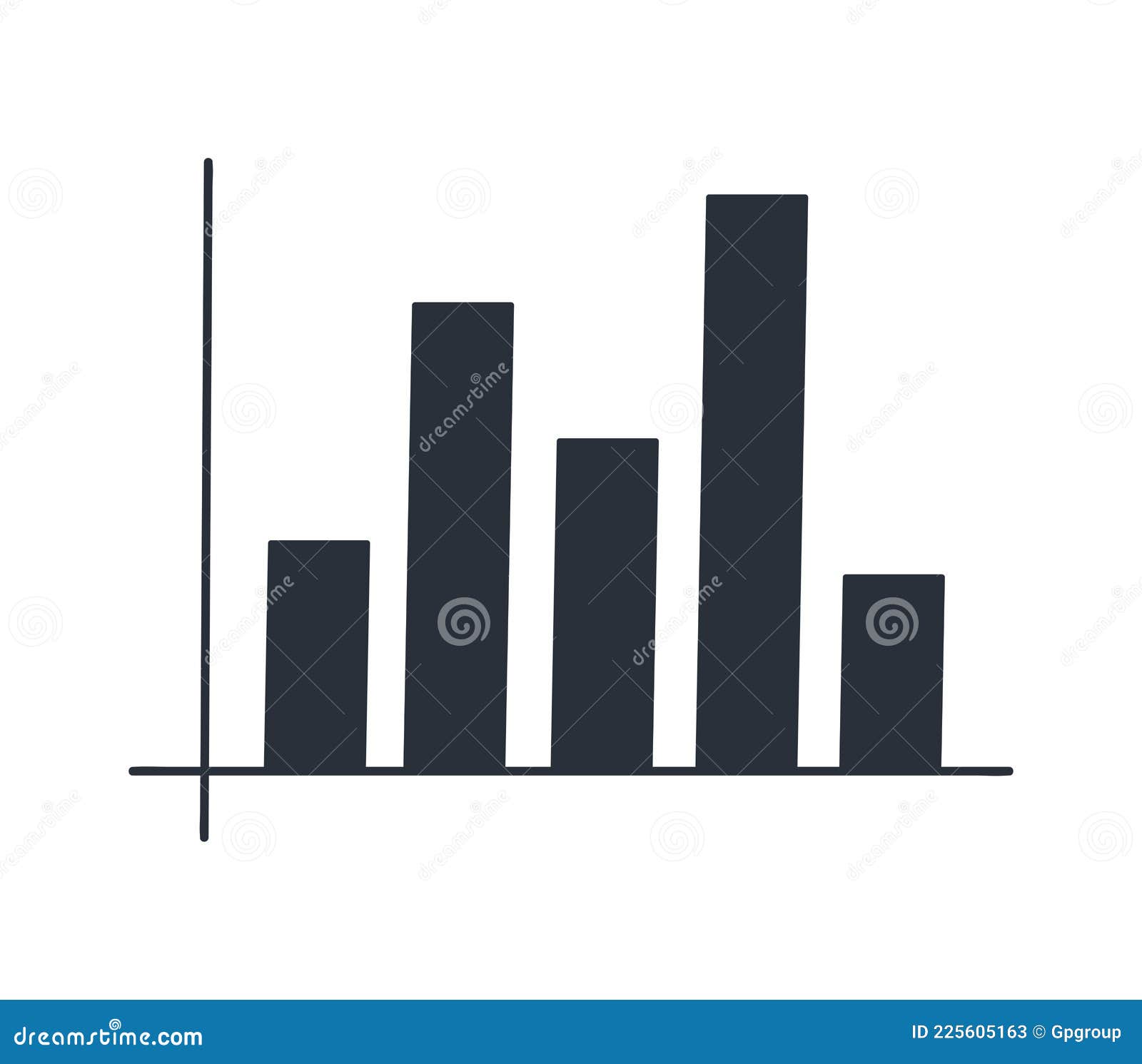 Graph Silhouette With Graph Line And Red Check Mark. Cartoon Vector ...