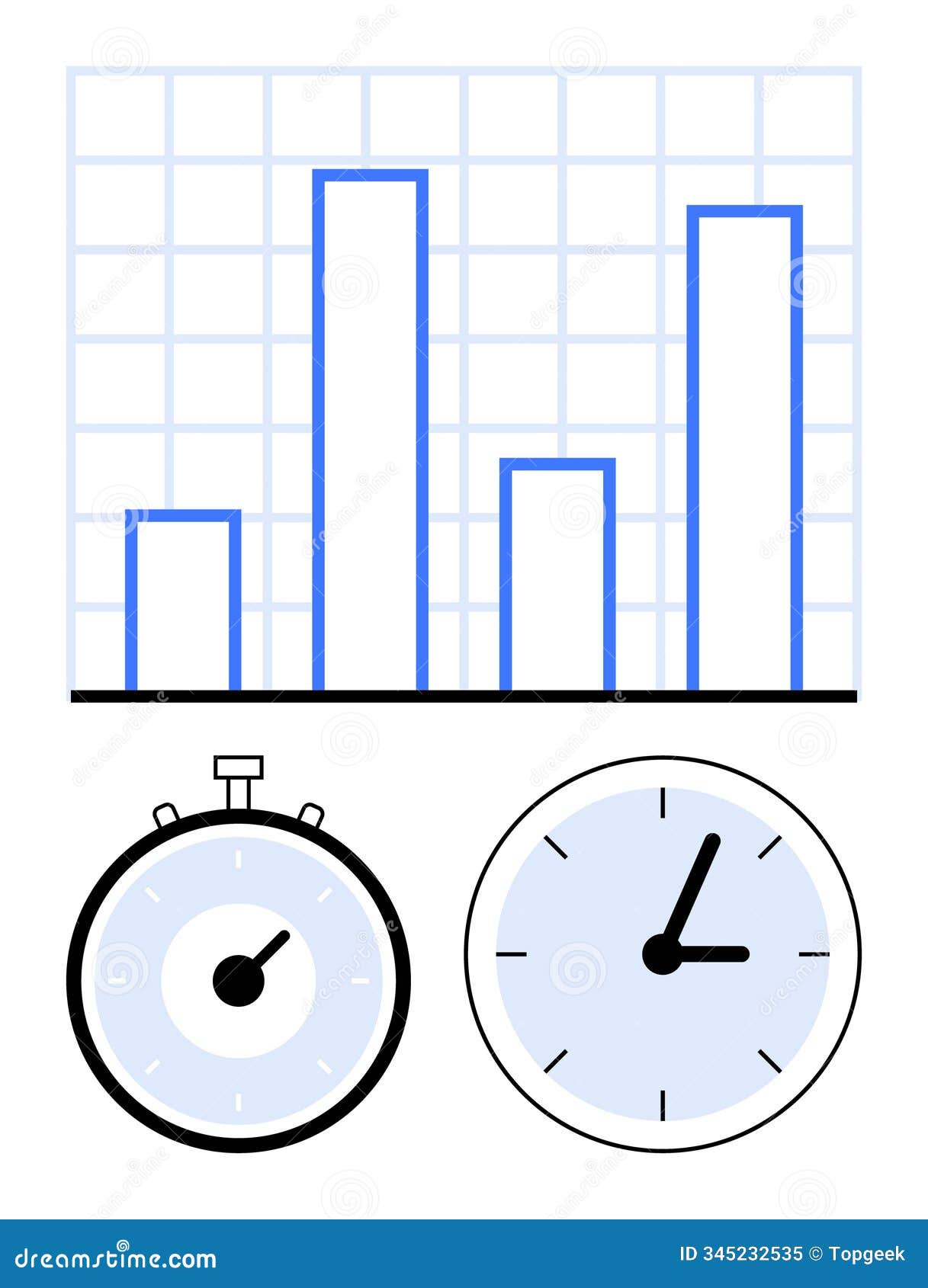 Bar Graph with Stopwatch and Clock Symbols Representing Time Management ...