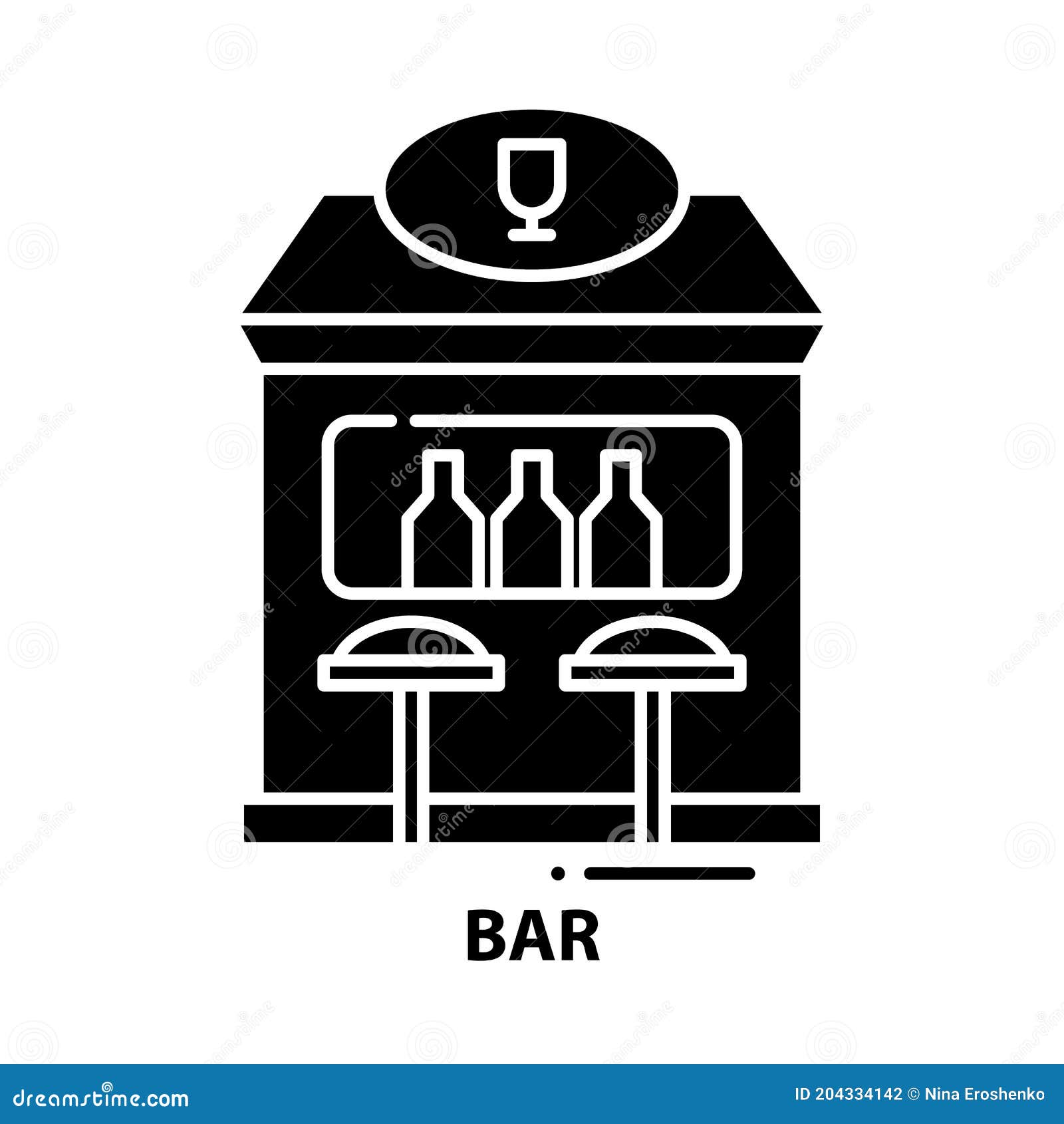 Bar Icon, Black Vector Sign with Editable Strokes, Concept Illustration ...