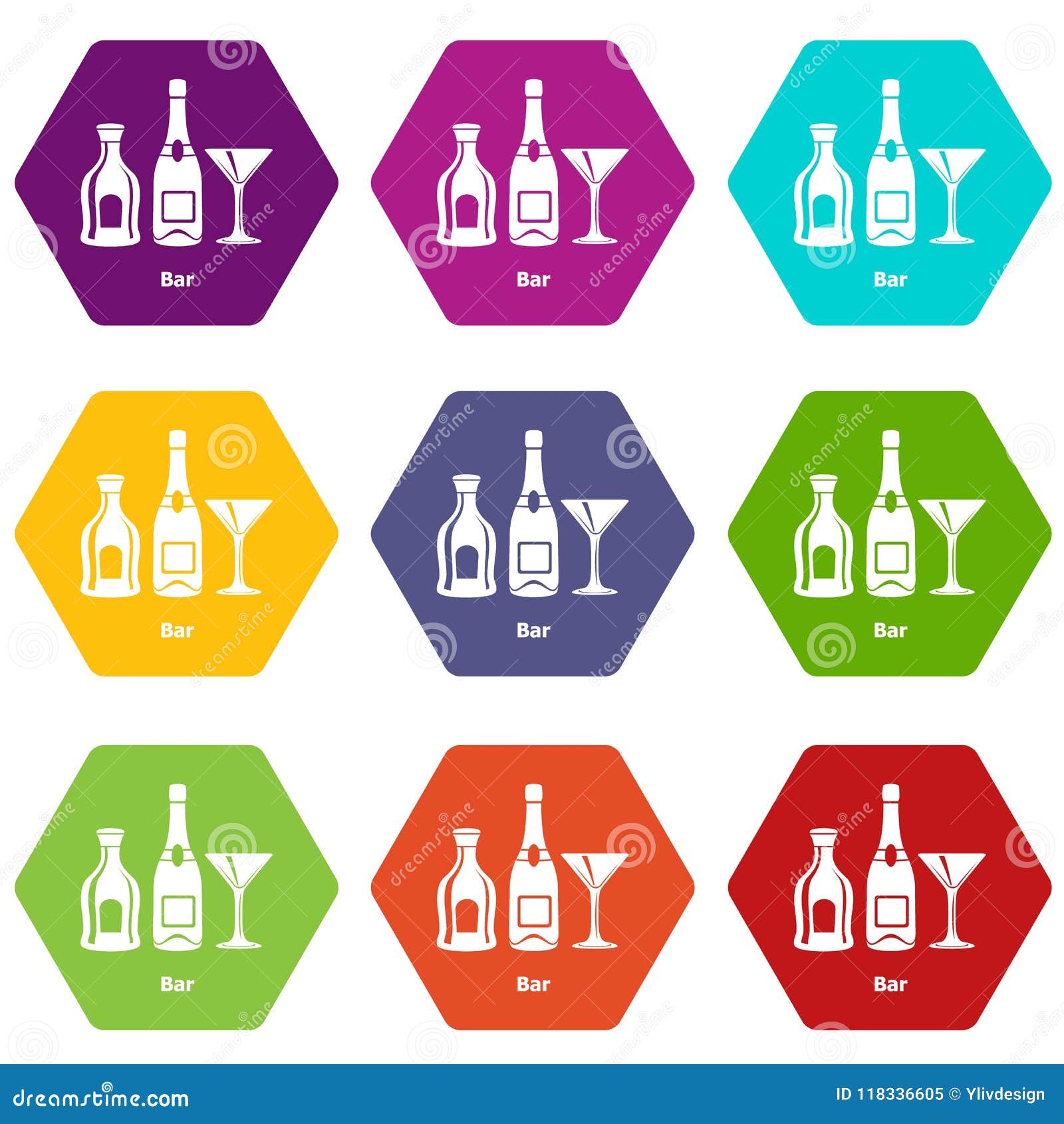 Bar icons set 9 vector stock vector. Illustration of bottle - 118336605