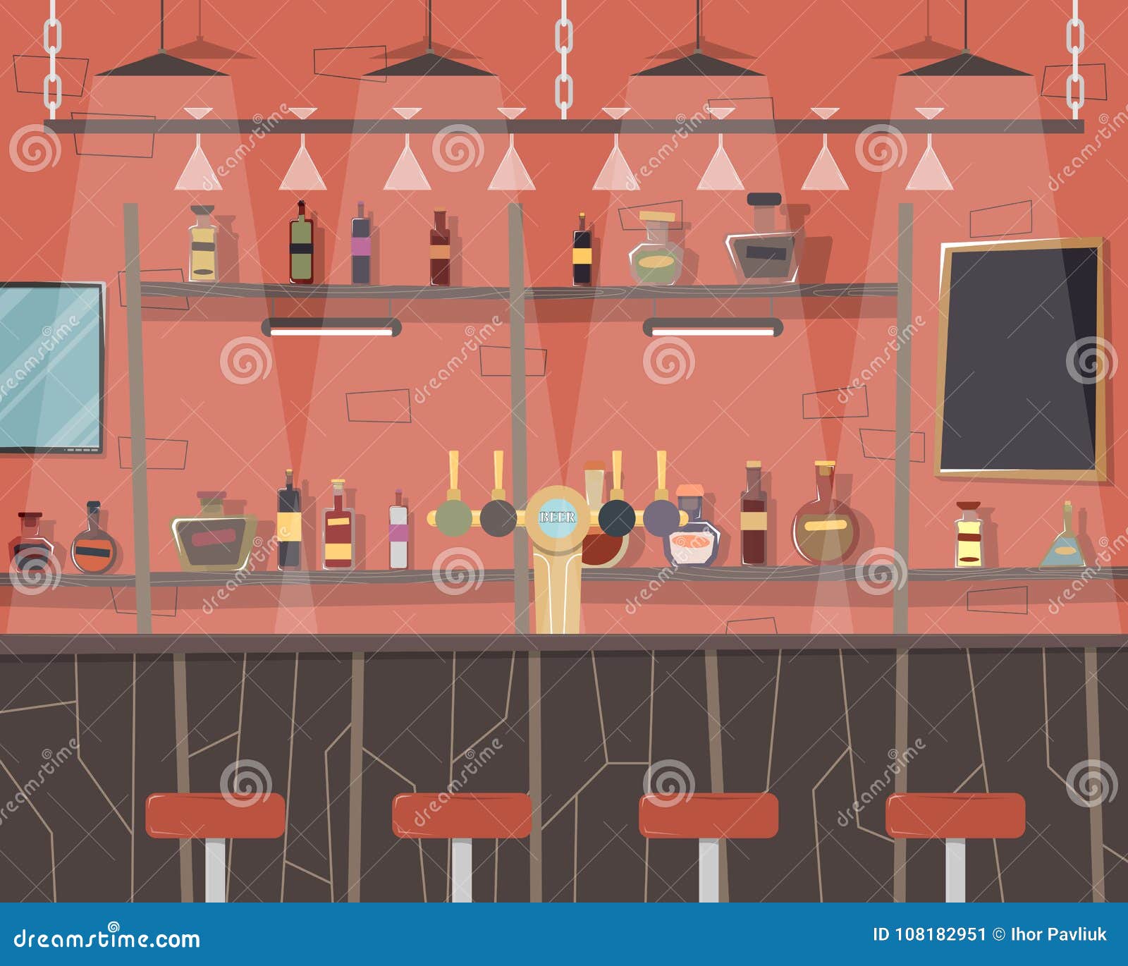 The Bar interior stock vector. Illustration of drawing - 108182951