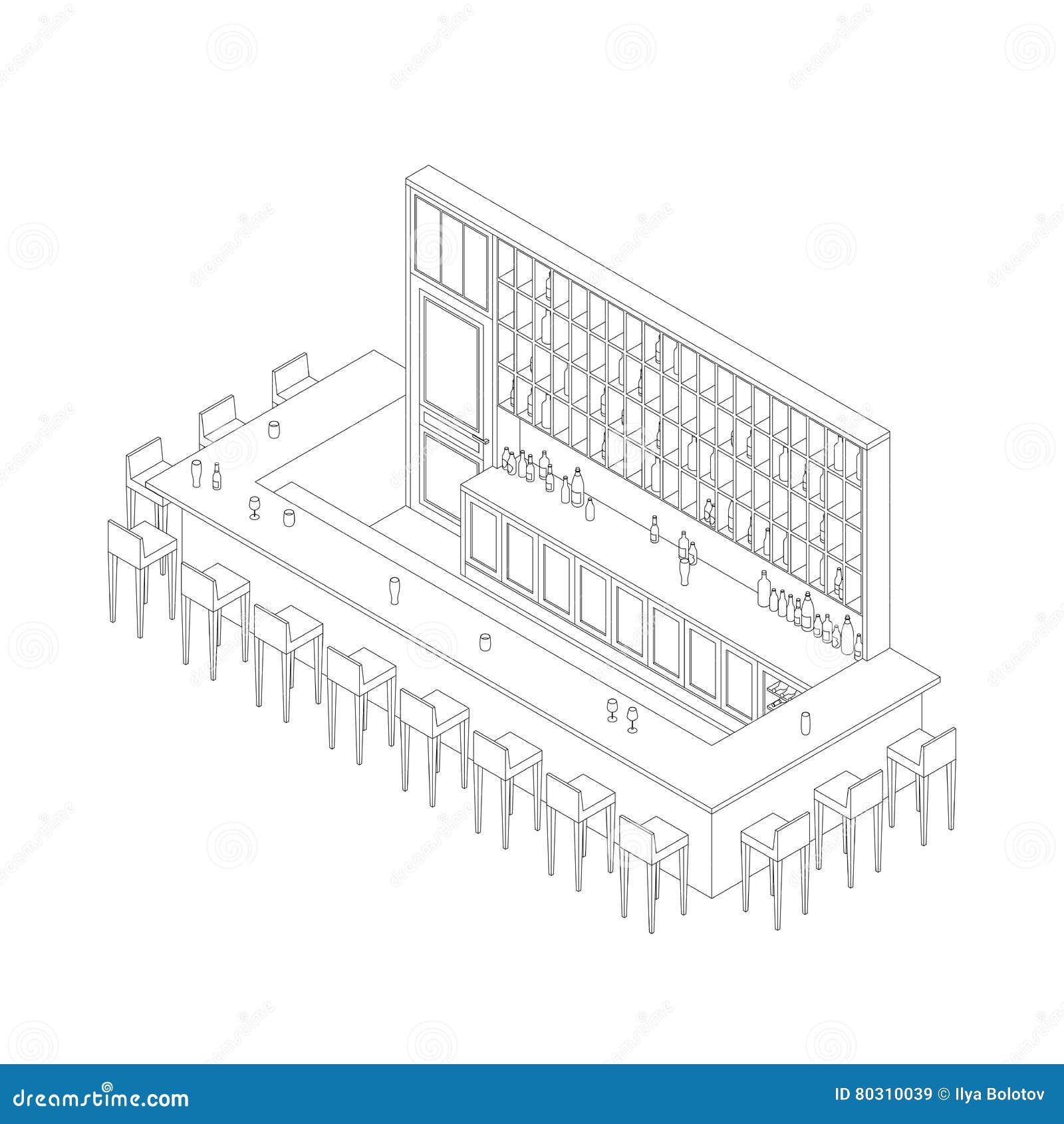 Bar3 stock vector. Illustration of drawing, bartender - 80310039