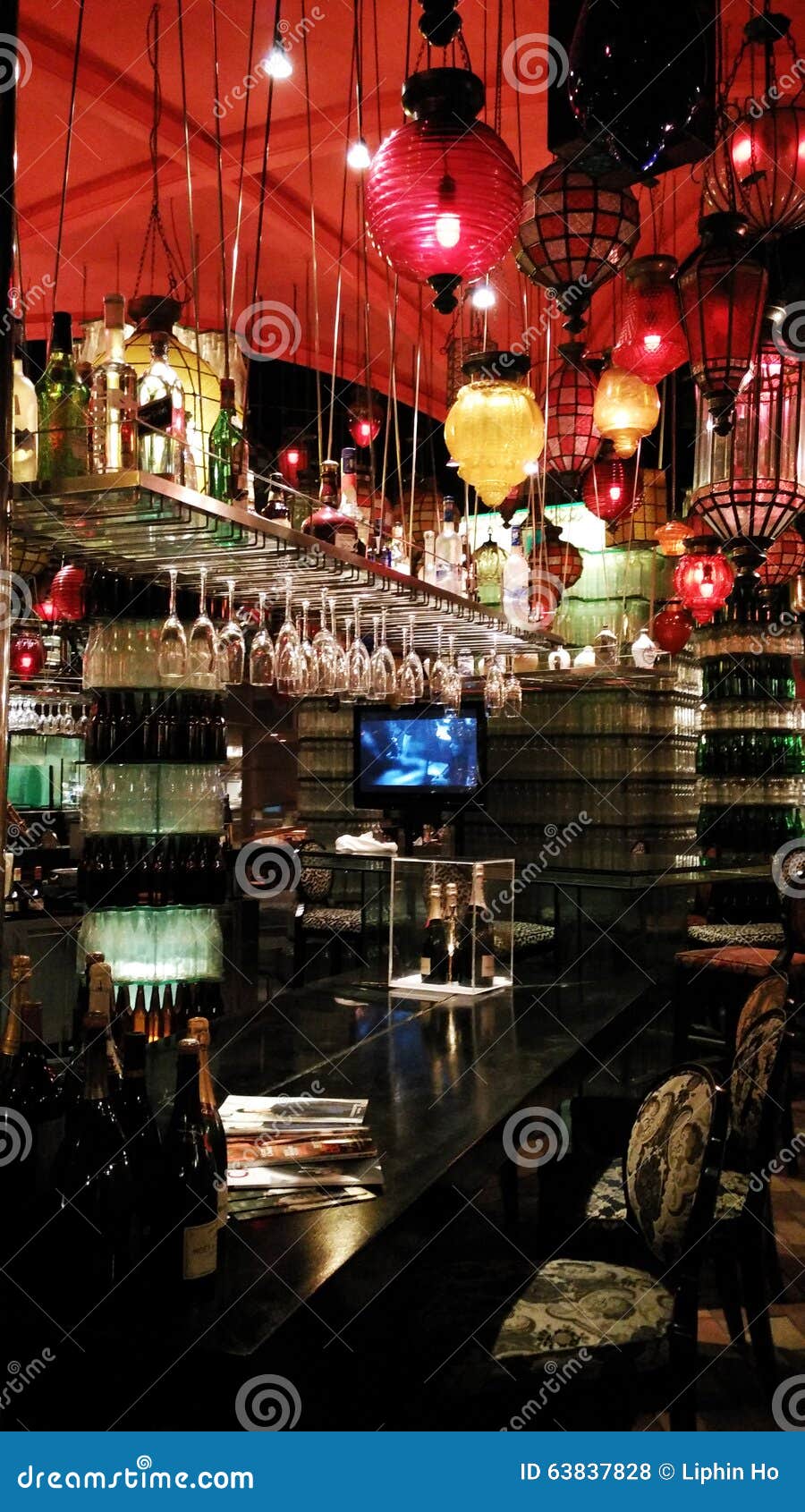 Bar with lamps stock photo. Image of hang, dark, antique - 63837828