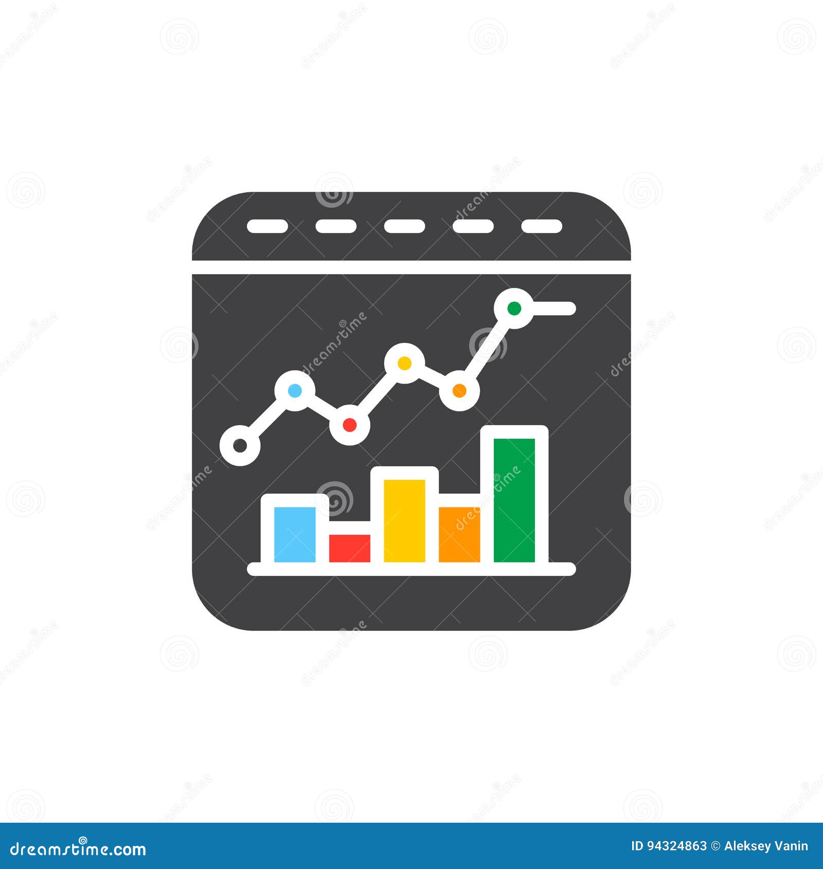 Bar and Line Combo Chart Colorful Icon, Vector Flat Sign Stock Vector ...