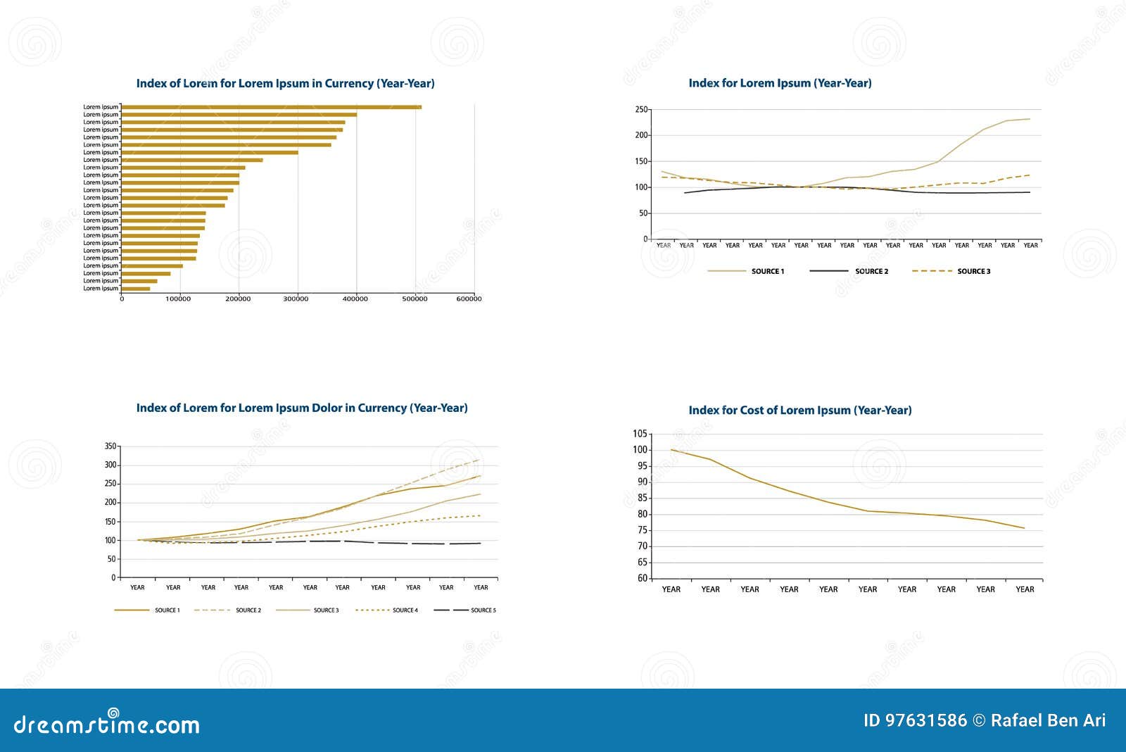 Bar and Line Graph Business Templates Vector Illustration Stock Vector ...