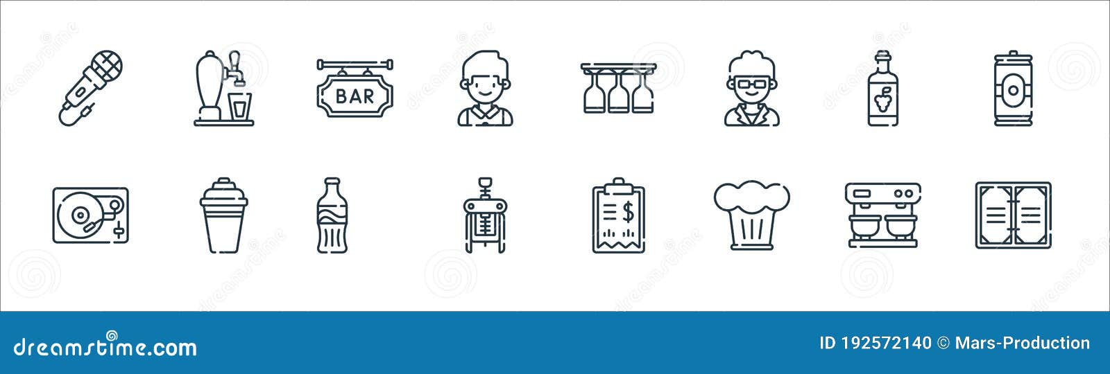 Bar line icons. linear set stock vector. Illustration of cold - 192572140