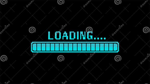 Pixelated Loading Animation Bar Fills Slowly on Dark Background. Stock ...