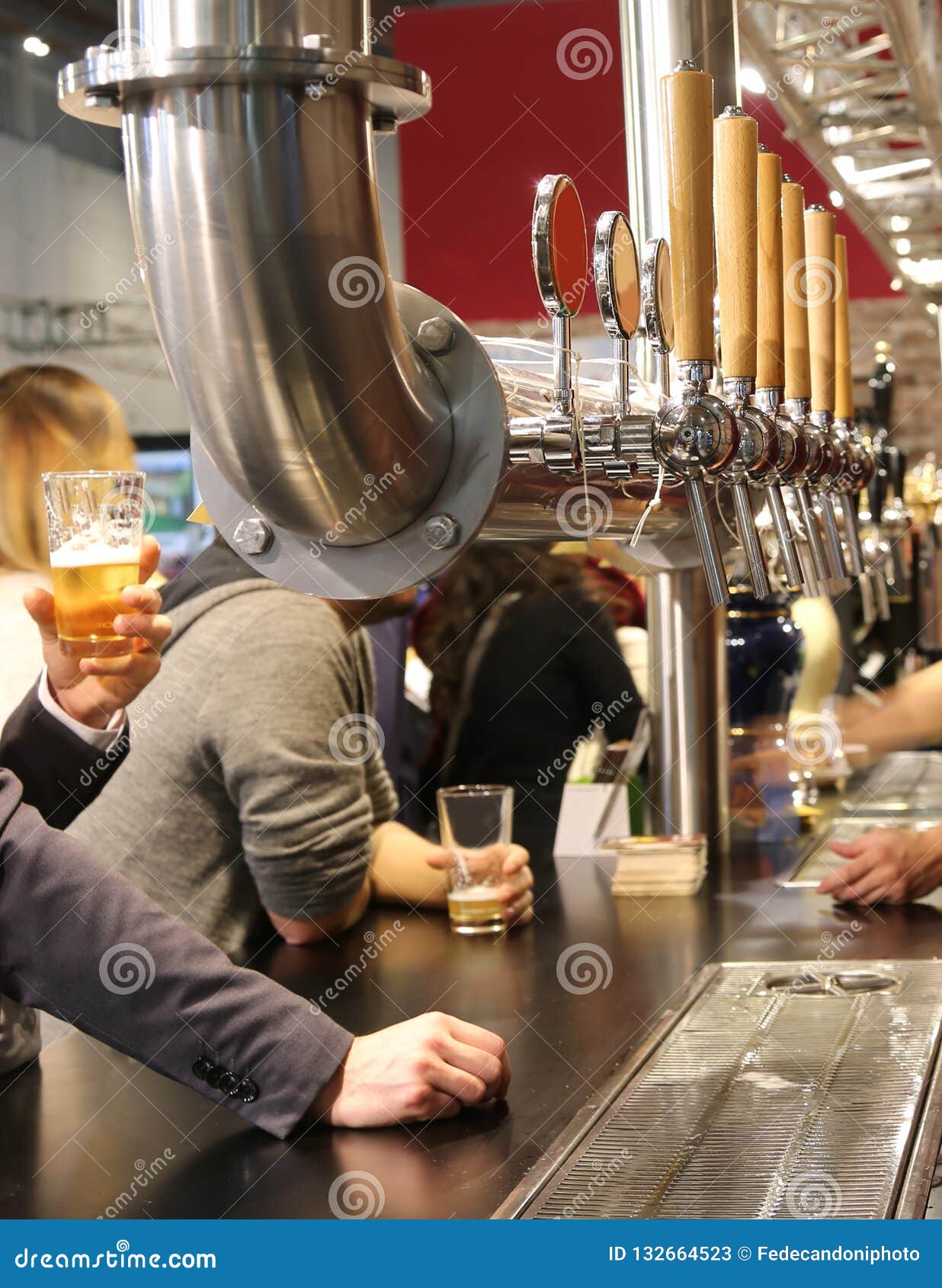 Bar with Lots of People and Draft Beer Stock Image - Image of taps ...