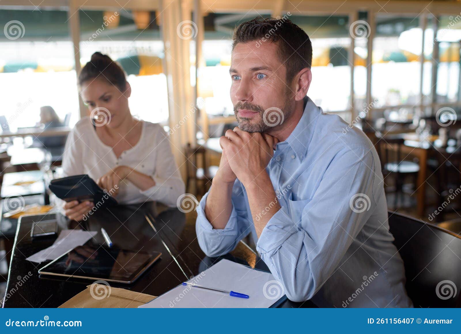 Bar Manager Thinking about Something Stock Image - Image of male, staff ...