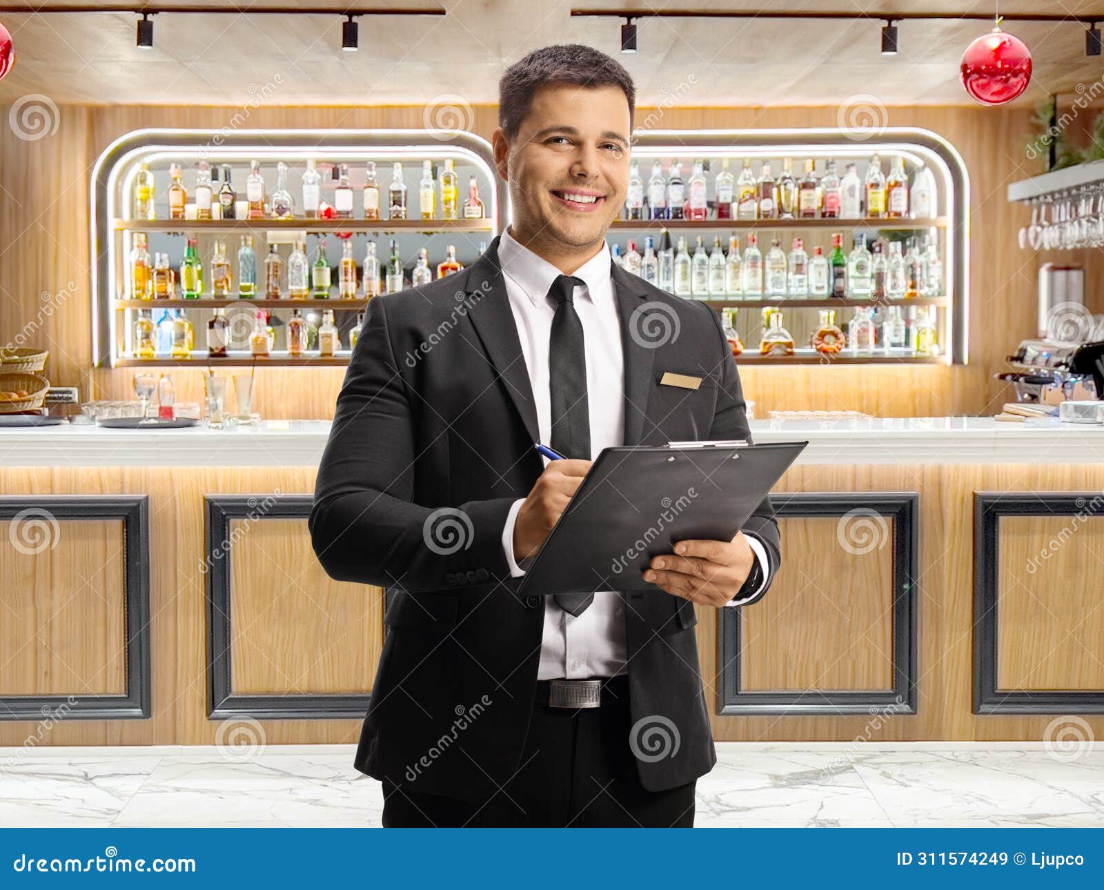 Bar Manager Writing on a Clipboard Stock Image - Image of fashion ...