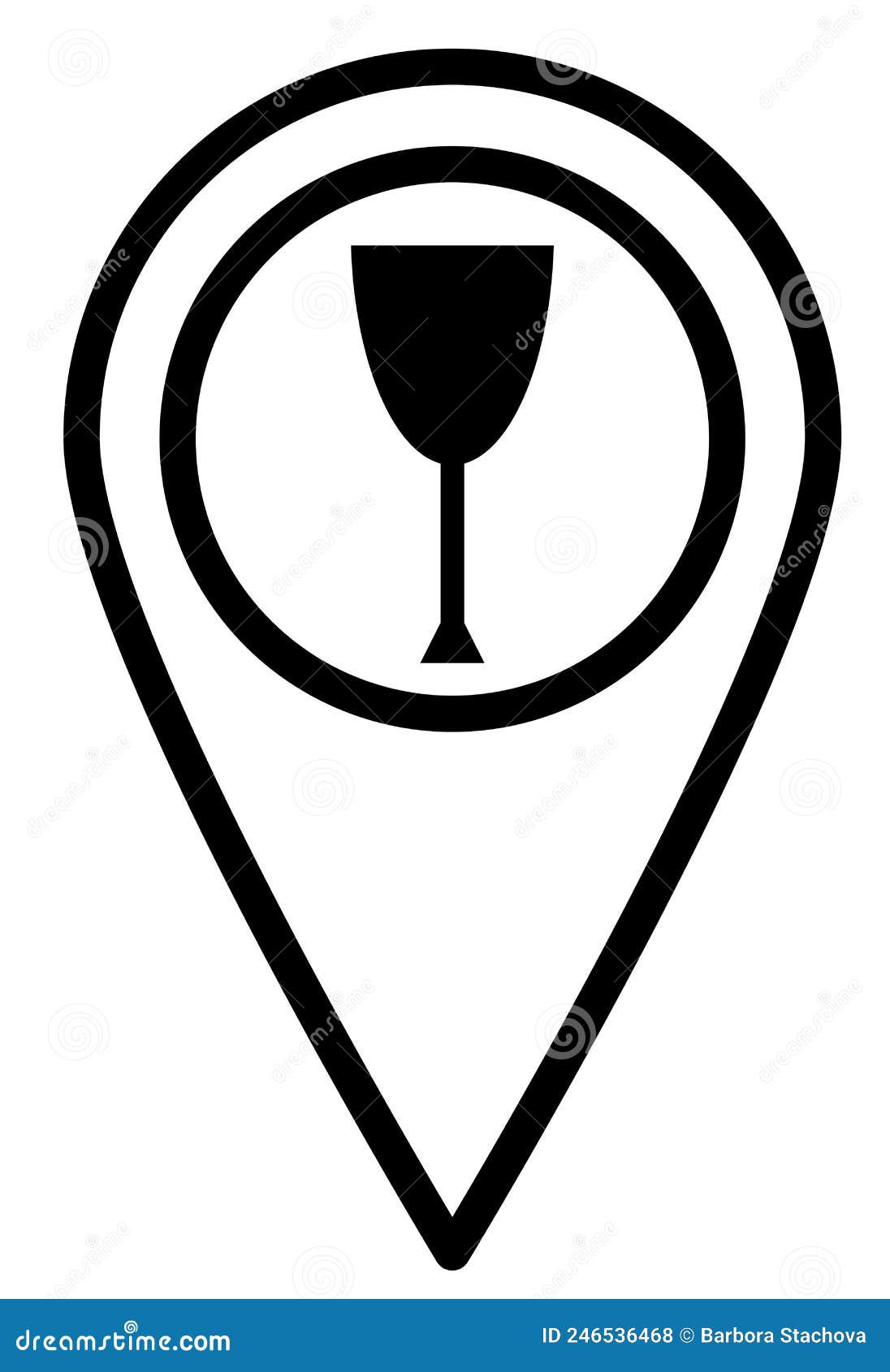 Bar Map Pin. Wine Glass Symbol in Map Pointer Stock Illustration ...